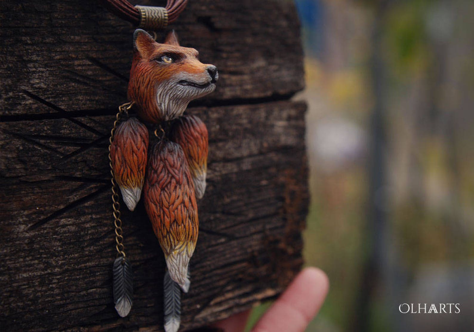 Three Tailed Fox Necklace Japanese Kitsune Realistic Animal - Etsy