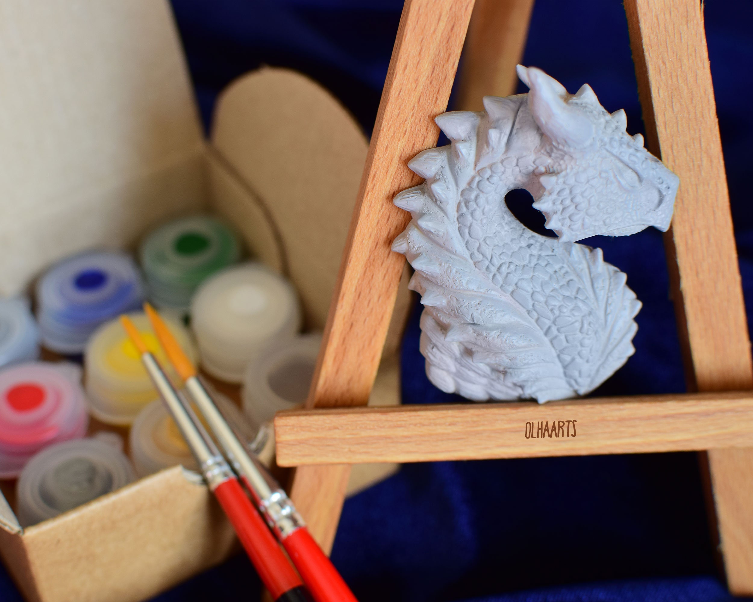 Paintable Dragon + 8 Colors and 2 Brushes, Creative Coloring Set ...