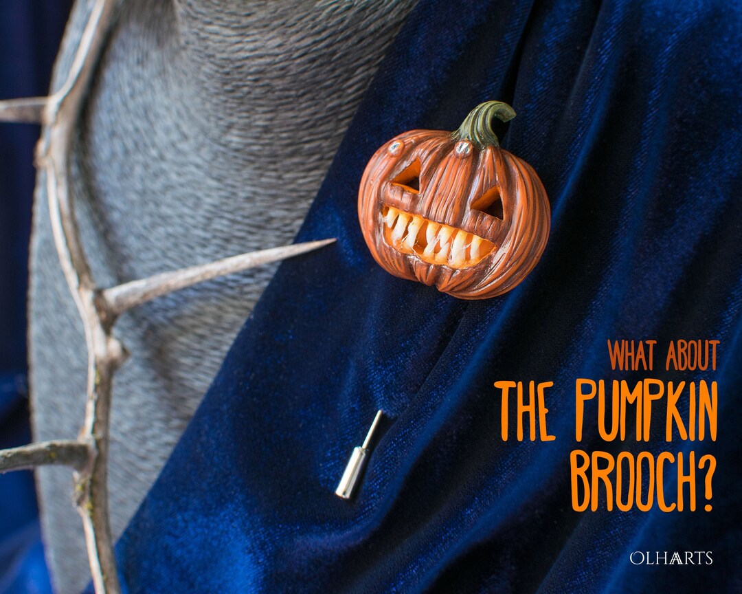 Halloween Brooch With Creepy Pumpkin, Extravagant Pin for Witches, Made ...