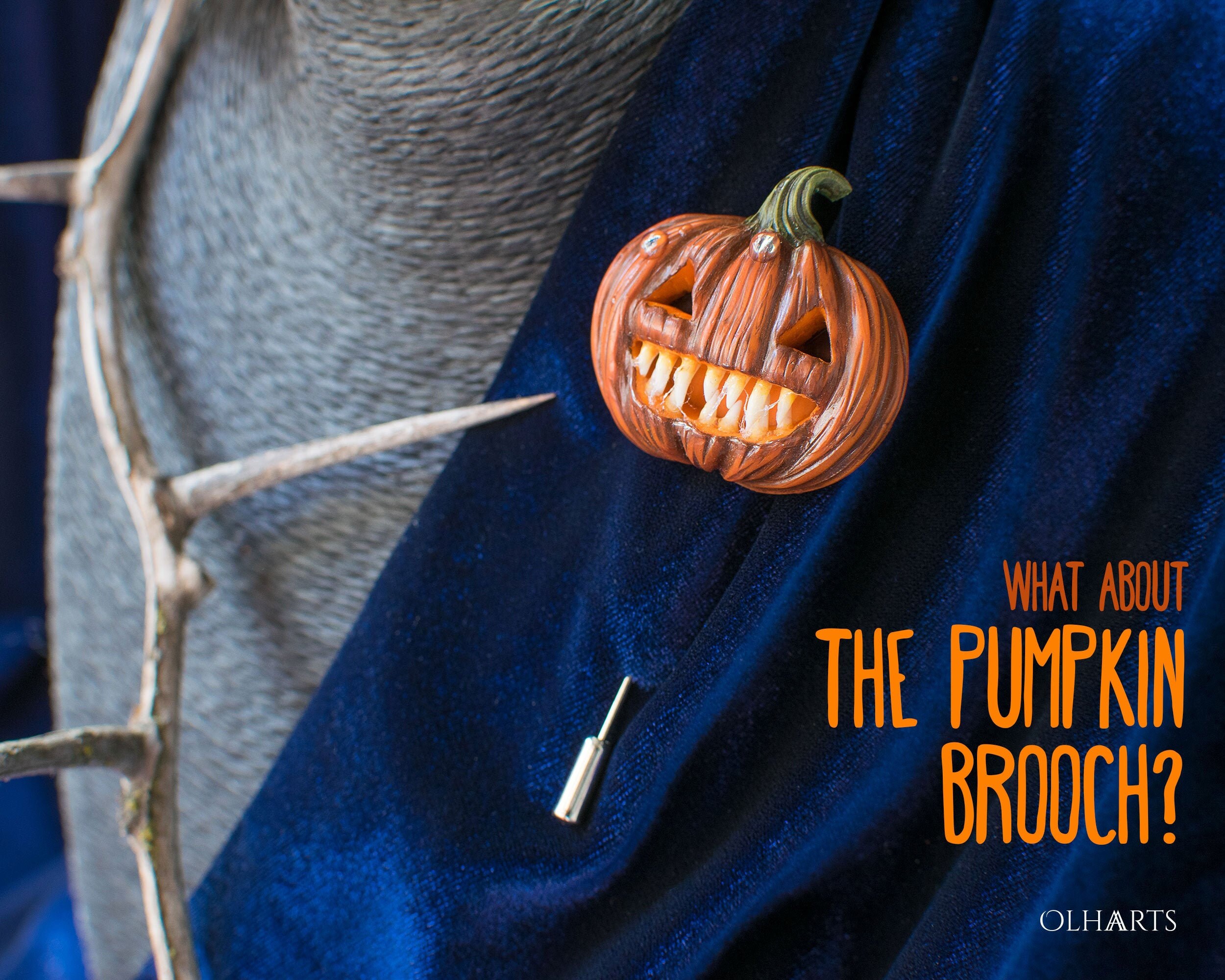 Halloween Brooch With Creepy Pumpkin, Extravagant Pin for Witches, Made ...