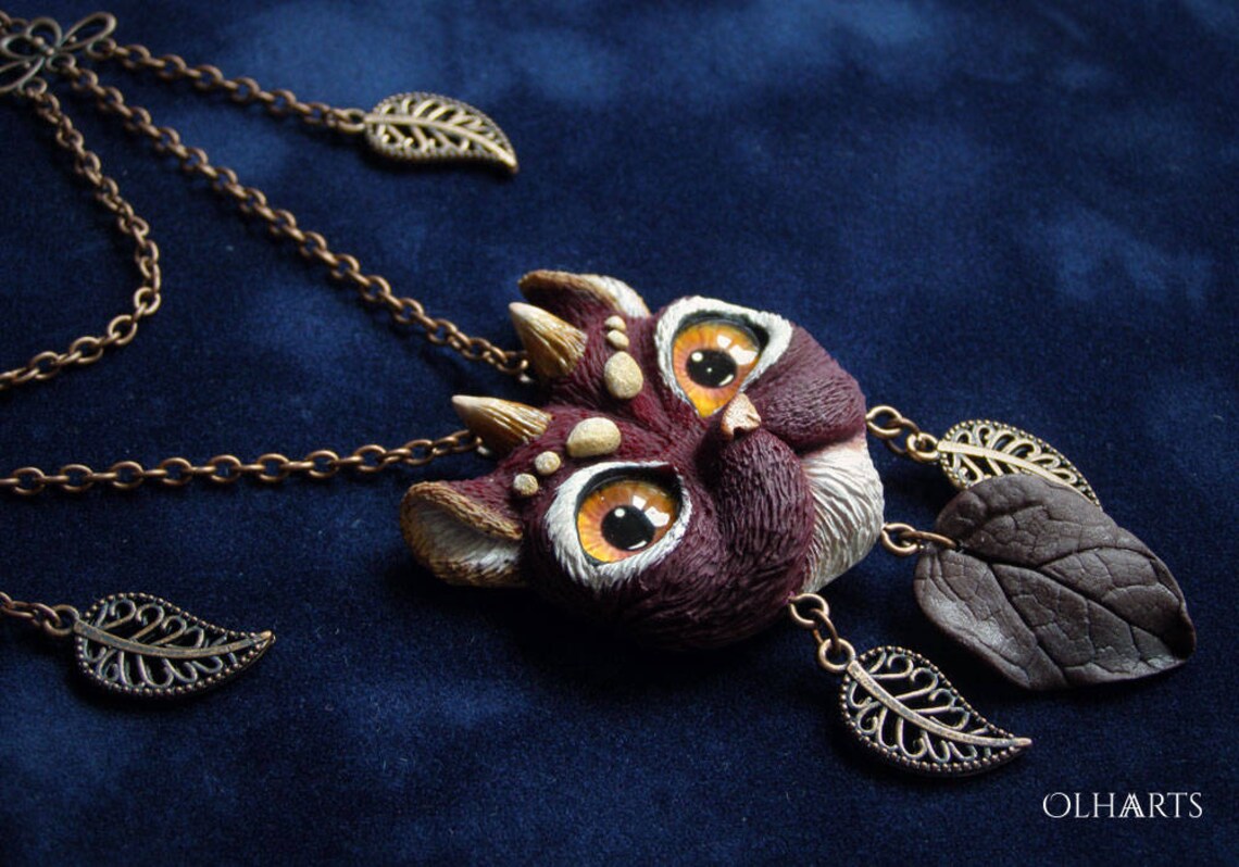 Gremlin Necklace Polymer Clay Little Animal Fantastic | Etsy