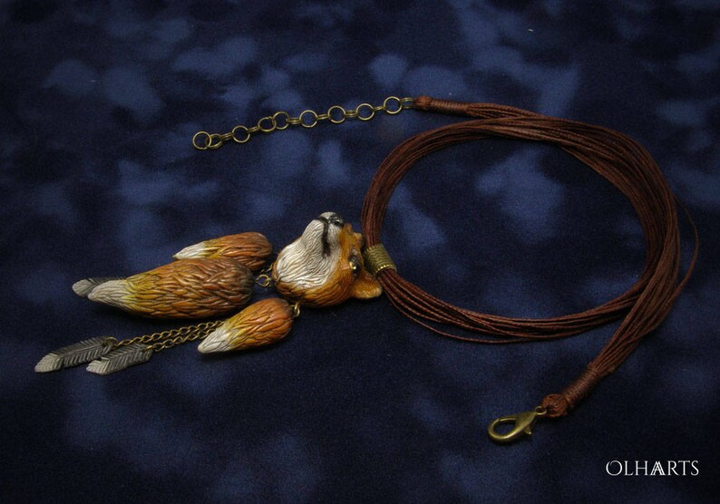 Three Tailed Fox Necklace Japanese Kitsune Realistic Animal - Etsy