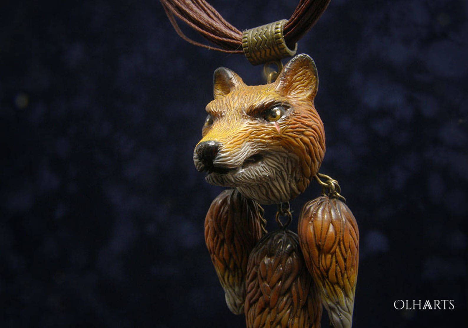 Three Tailed Fox Necklace Japanese Kitsune Realistic Animal - Etsy