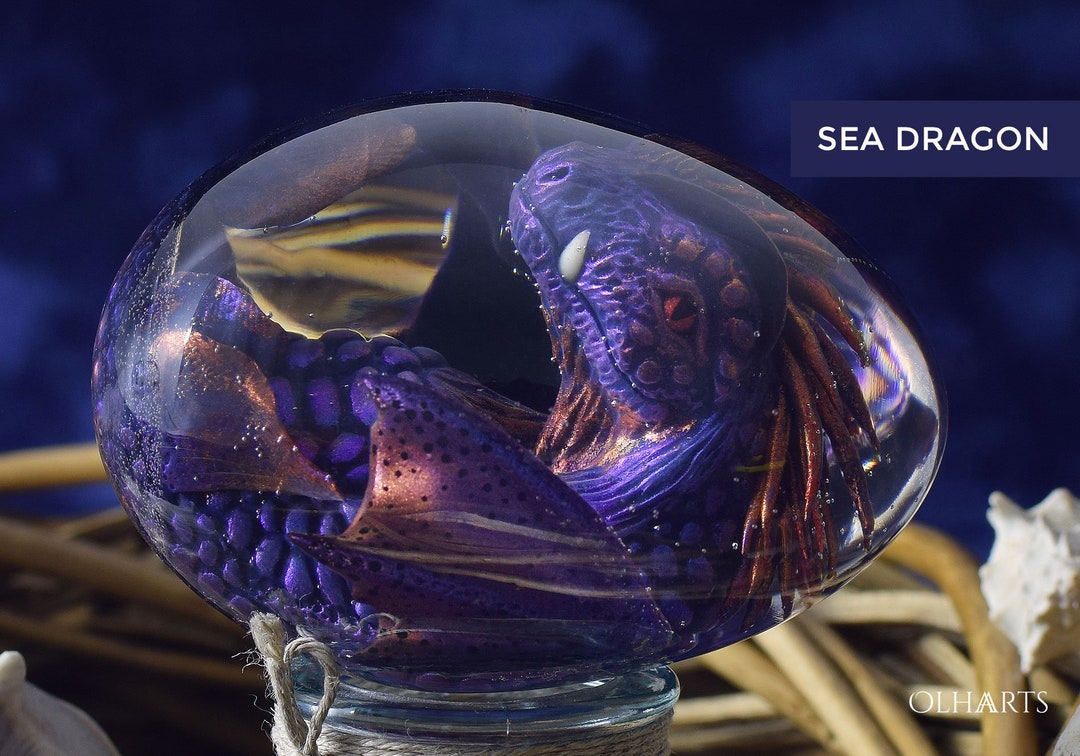 Water Dragon Egg, VIP Gift Set: Sea Baby Dragon in Transparent Epoxy ...