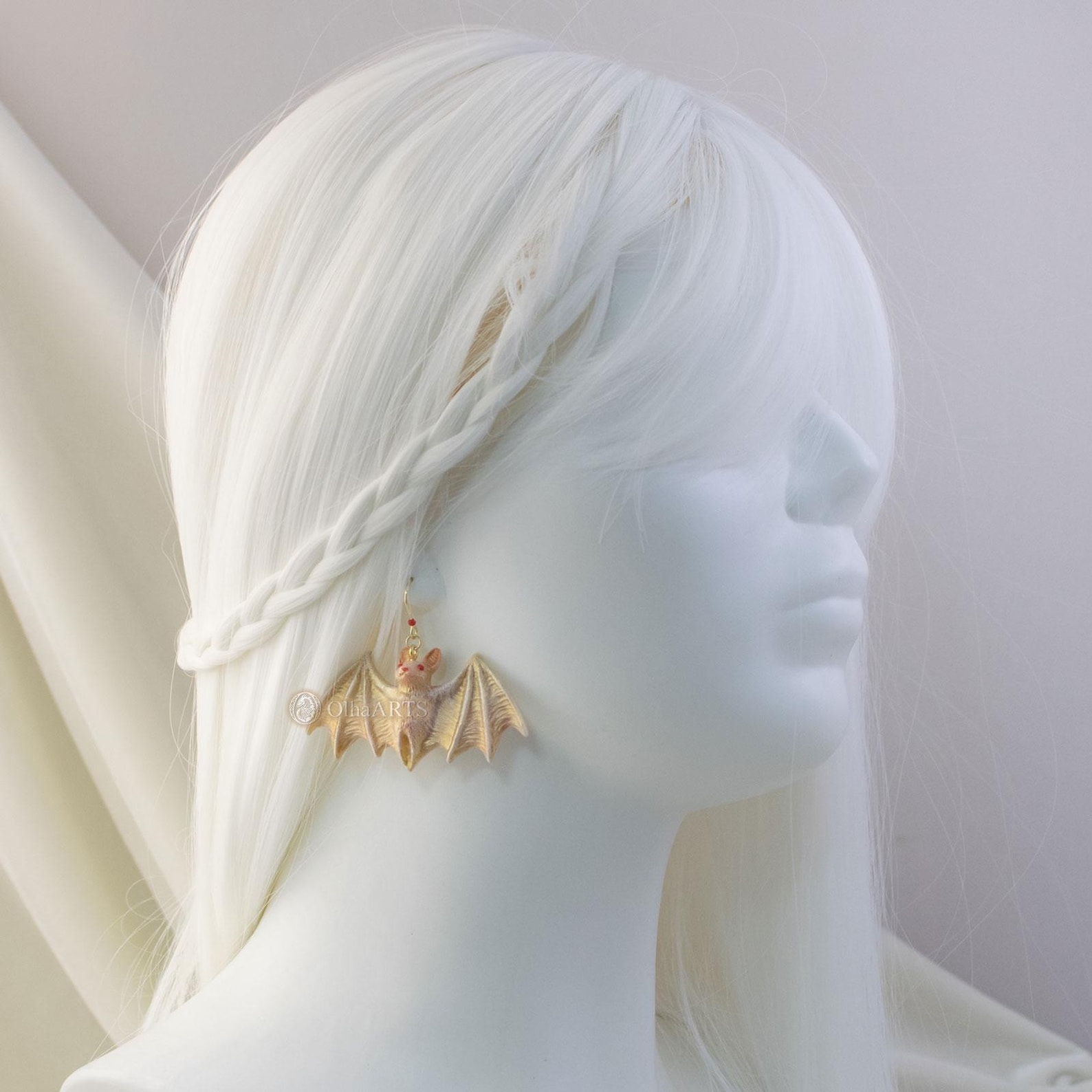 Realistic Albino Bat Earrings With Stainless Surgical Steel Hooks ...