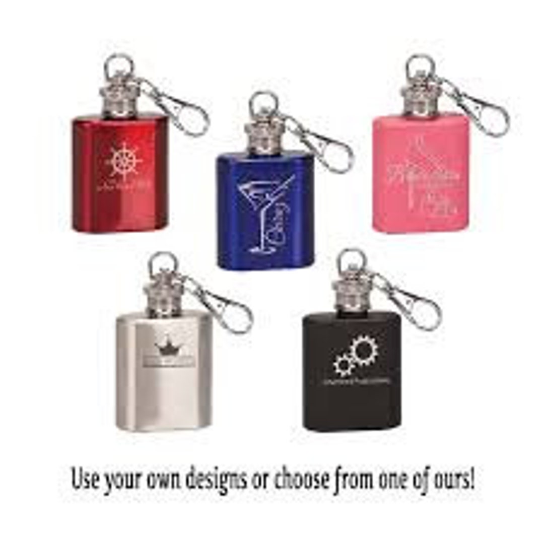 Small Custom Engraved Flask Keychain - Etsy