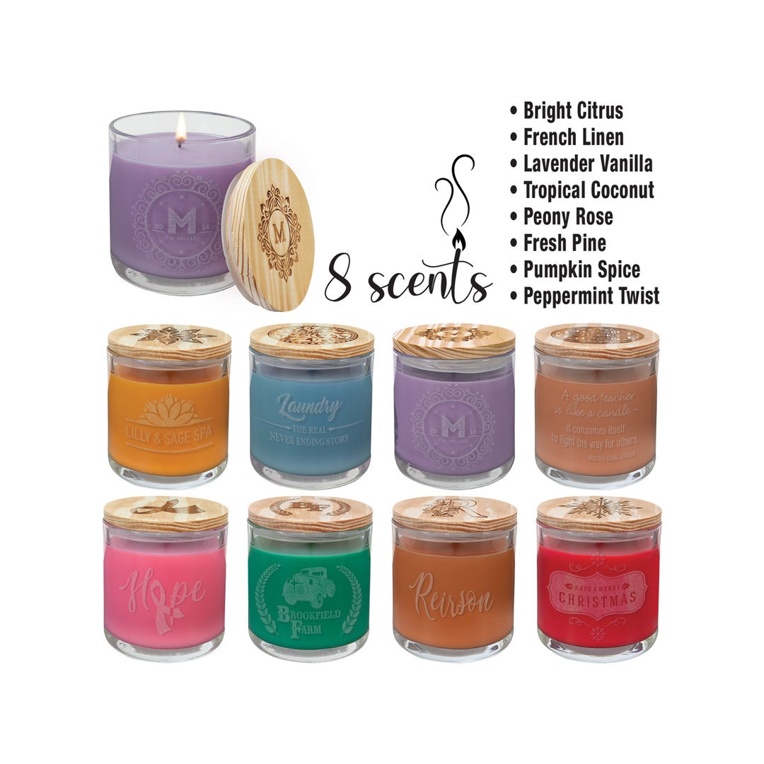 Personalized Laser Engraved Glass Candle With Wooden Lid Customized ...