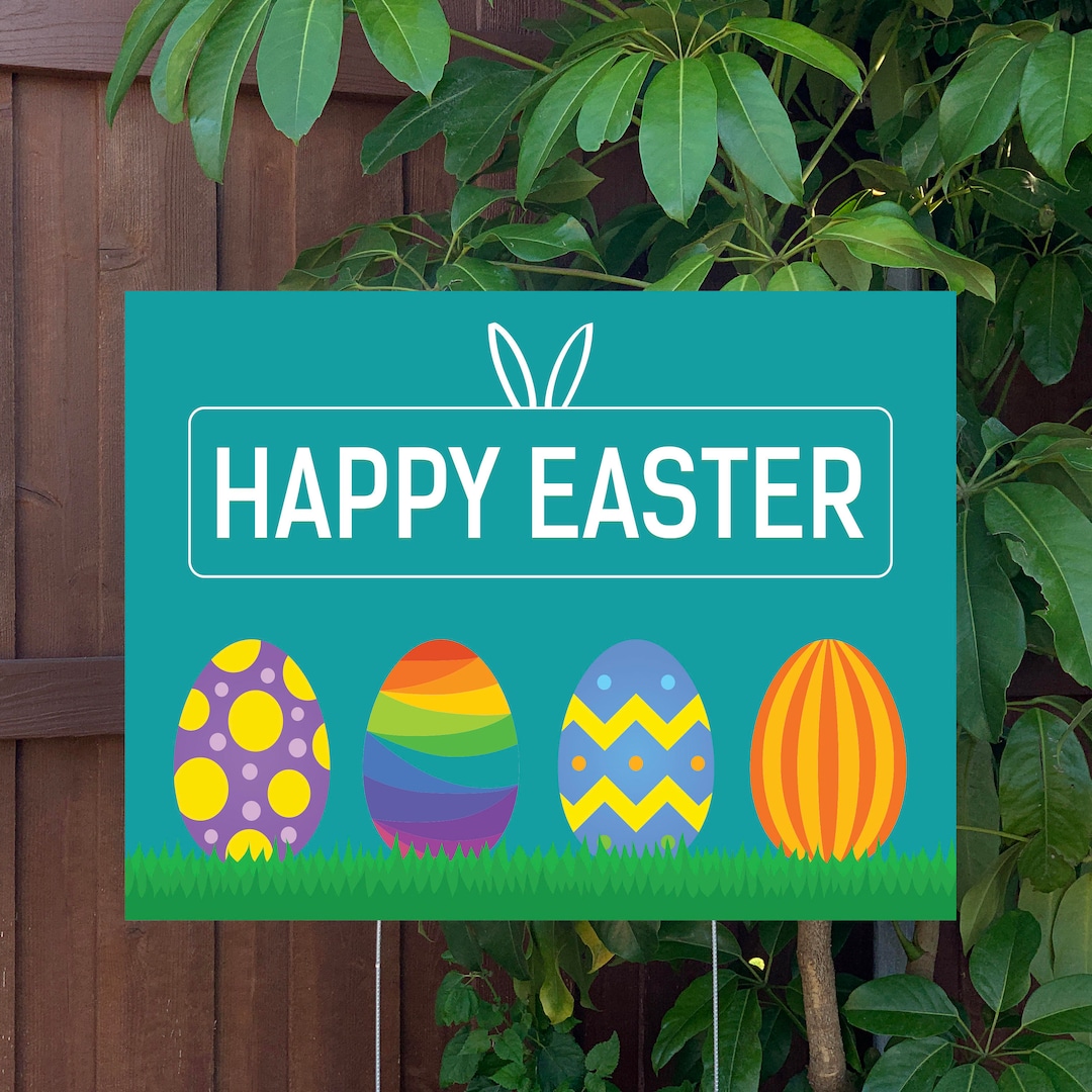 Easter Yard Sign Happy Easter Large Holiday Sign With Metal Stake ...