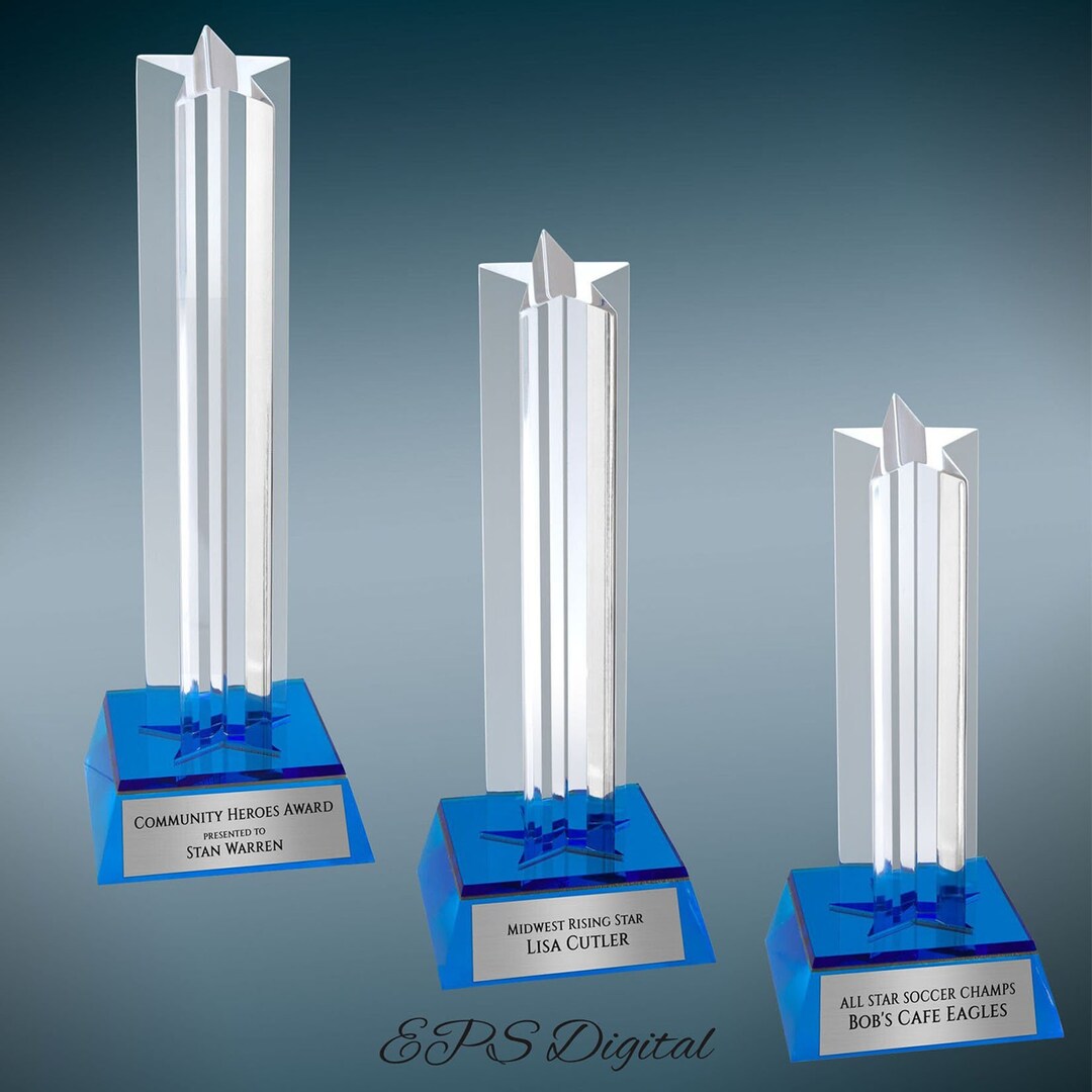 Custom Star Column Blue Acrylic Award Different Sizes Available - Etsy
