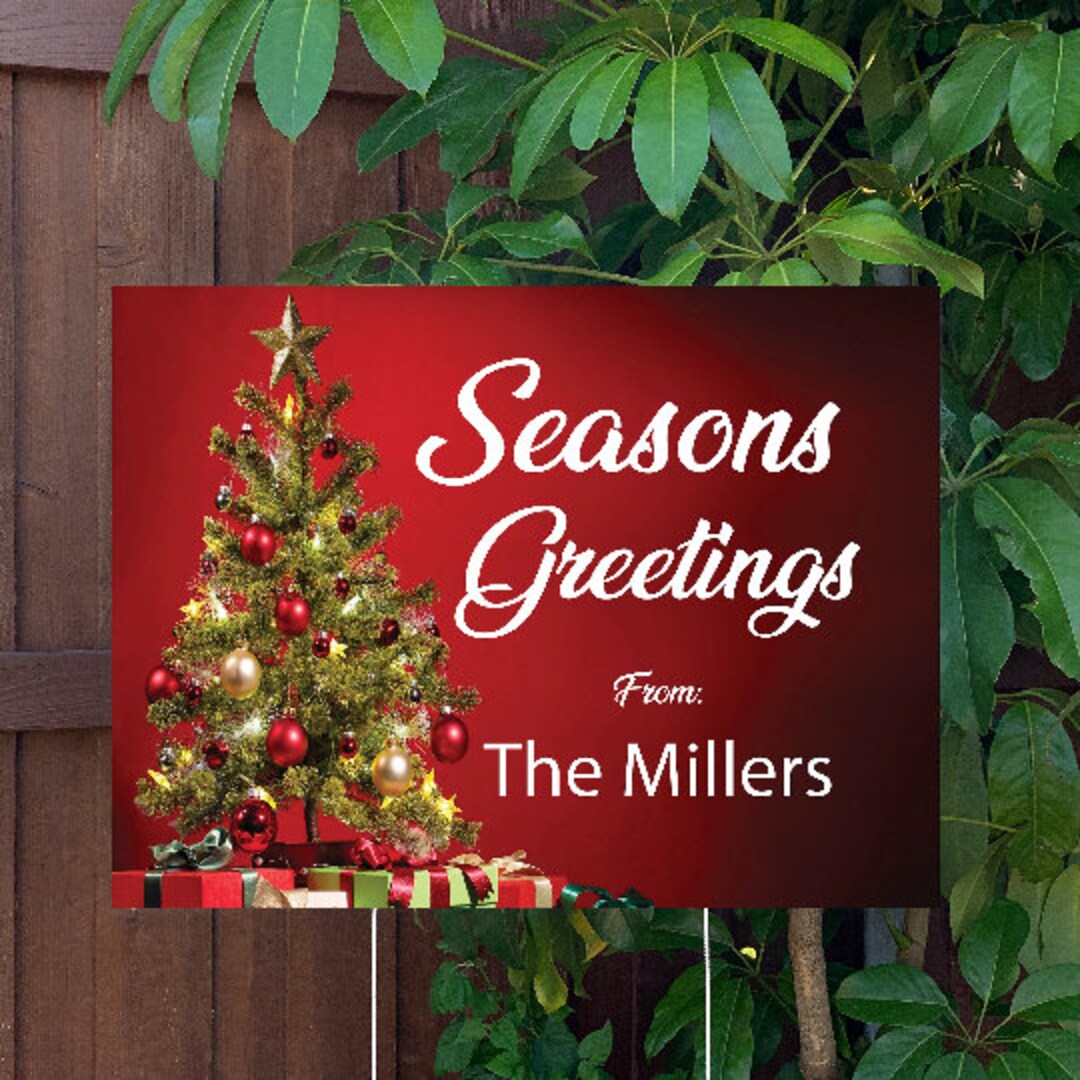 Christmas Yard Sign Seasons Greetings Custom Christmas Sign Large ...