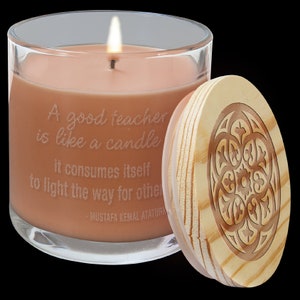 Personalized Laser Engraved Glass Candle With Wooden Lid Customized ...