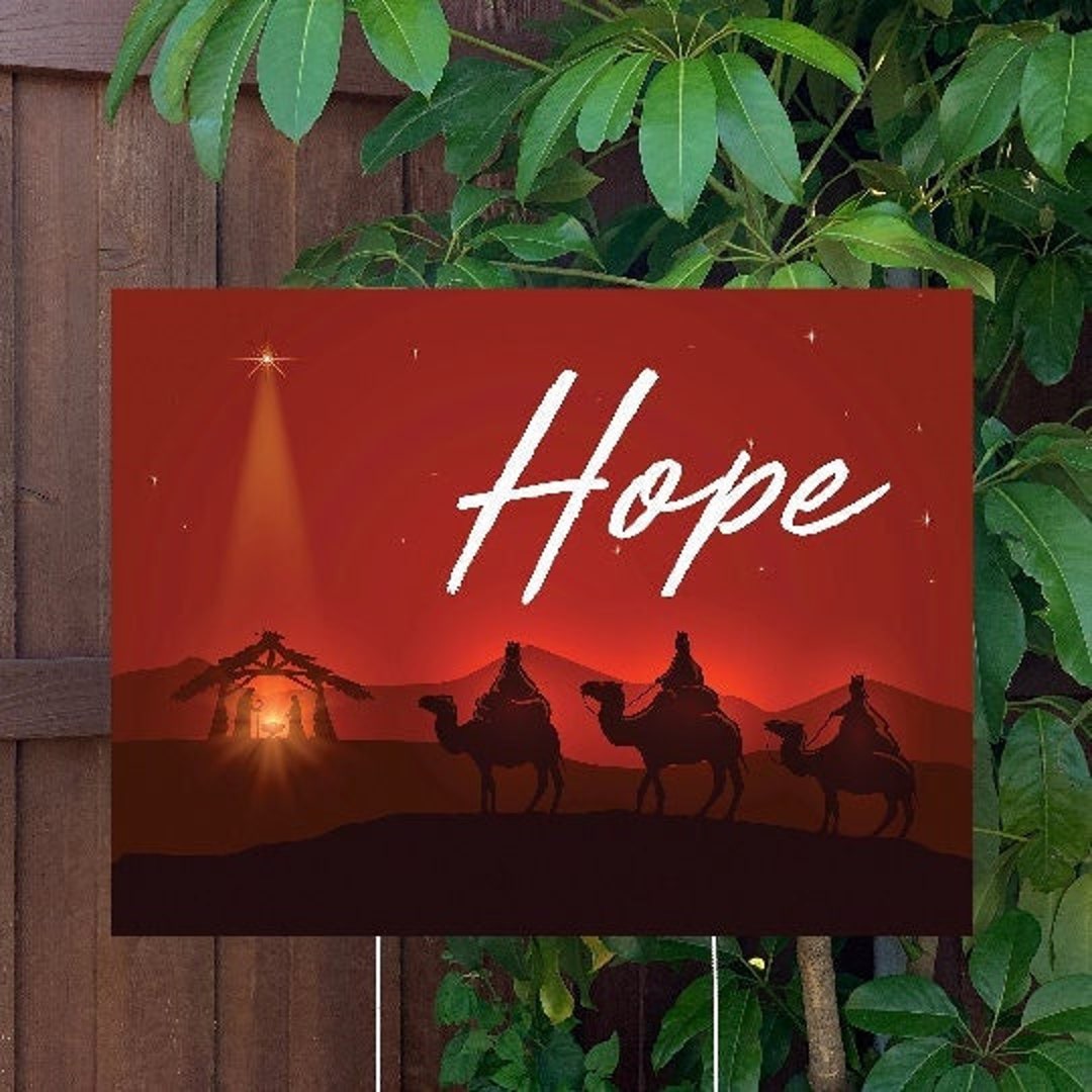 Christmas Yard Sign Three Wise Men Manger Scene Hope Large Holiday Sign ...