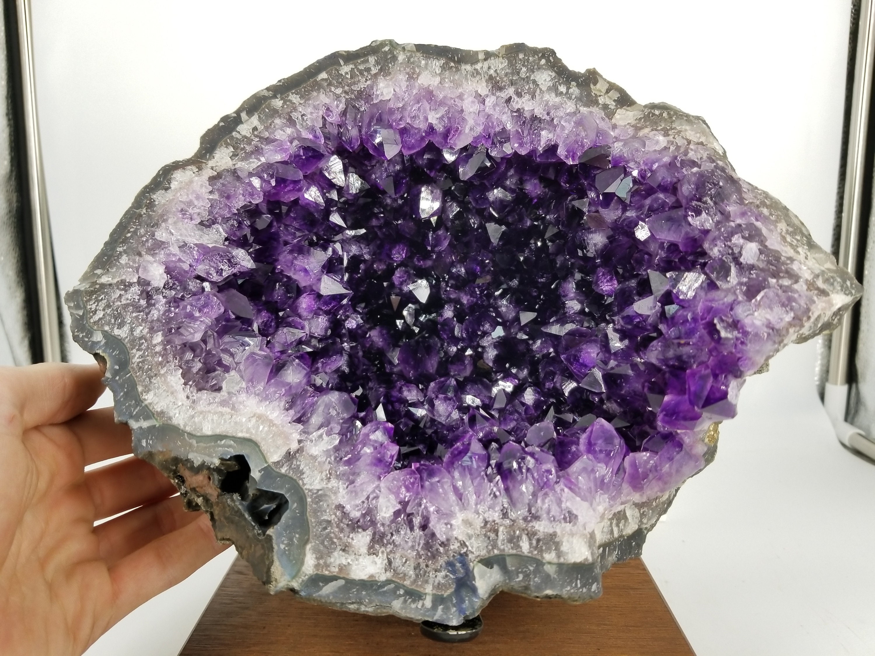 Huge 15lb. Super Extra AA Quality Amethyst W/ Wood Base, Las Torres ...