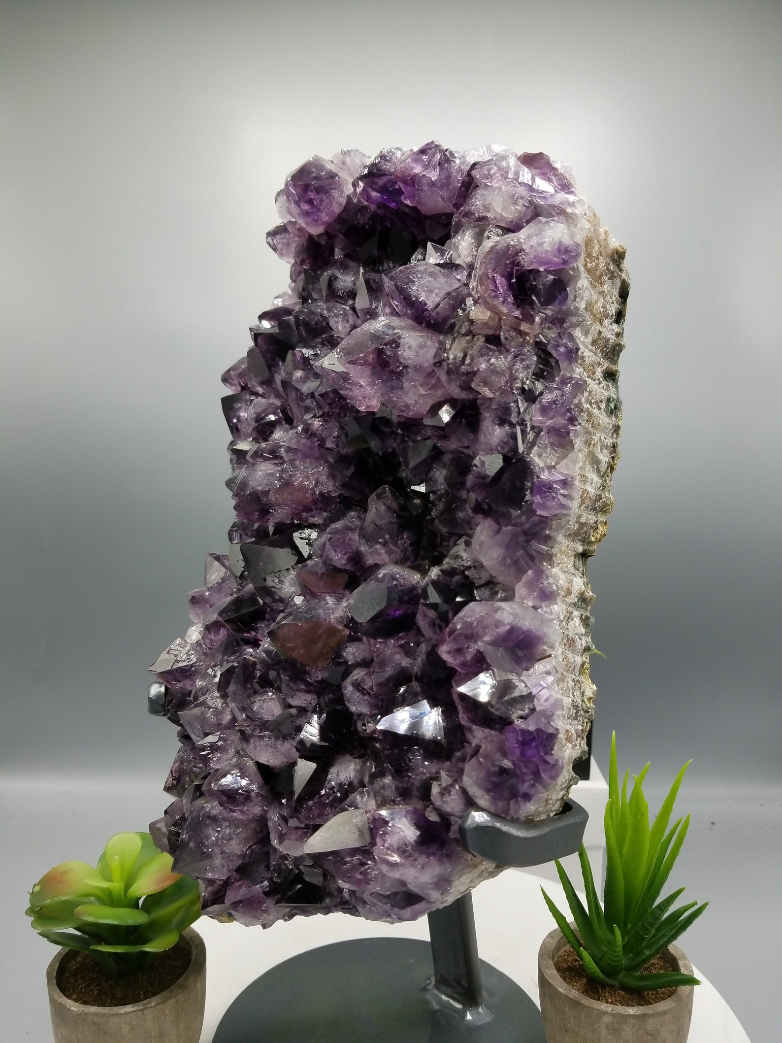 Huge 18lb. Super Extra AA Quality Amethyst Formation W/ Wrought Iron ...
