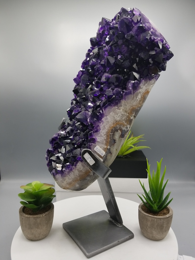 16.5" Tall, Super Extra AA Quality Amethyst Formation W/ Wrought Iron ...
