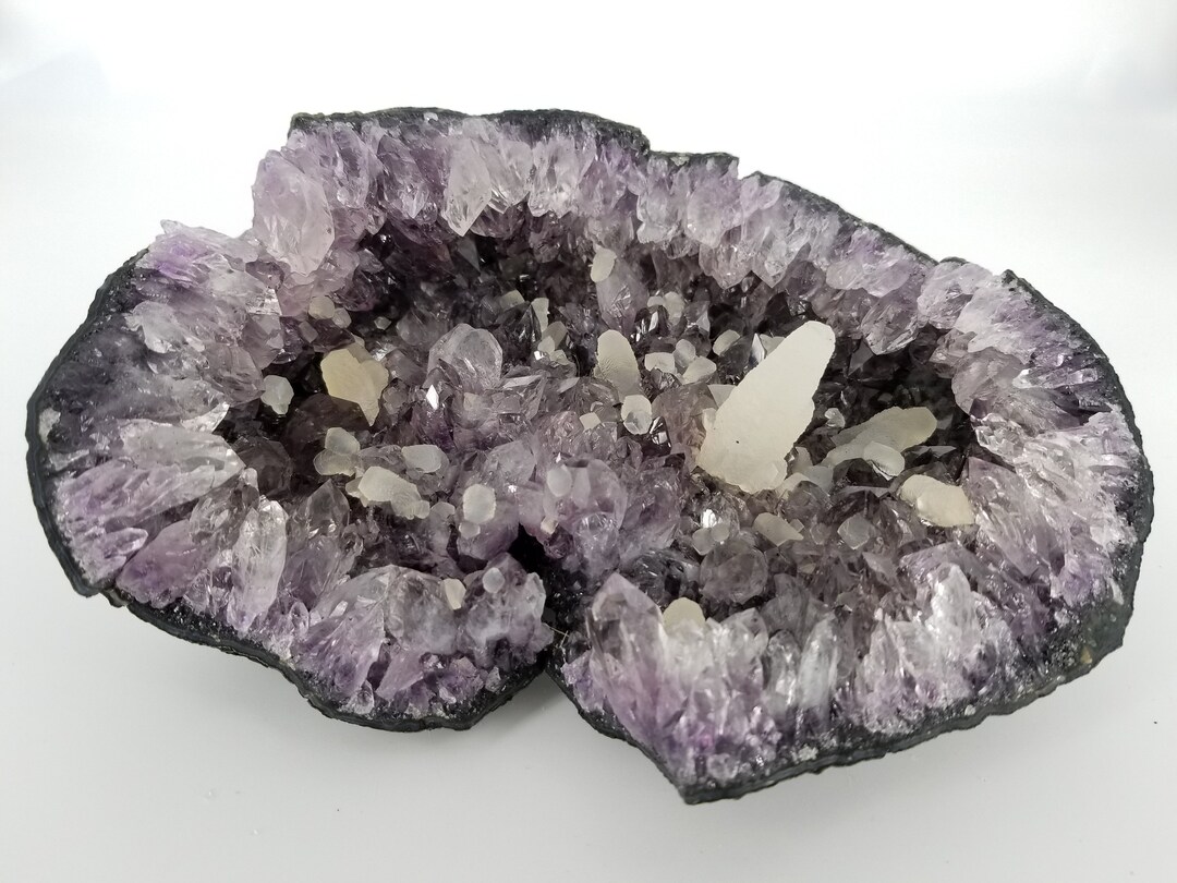 Unusual 7.5" AA Quality Amethyst Geode W/ Calcite Combo Formation, Las ...