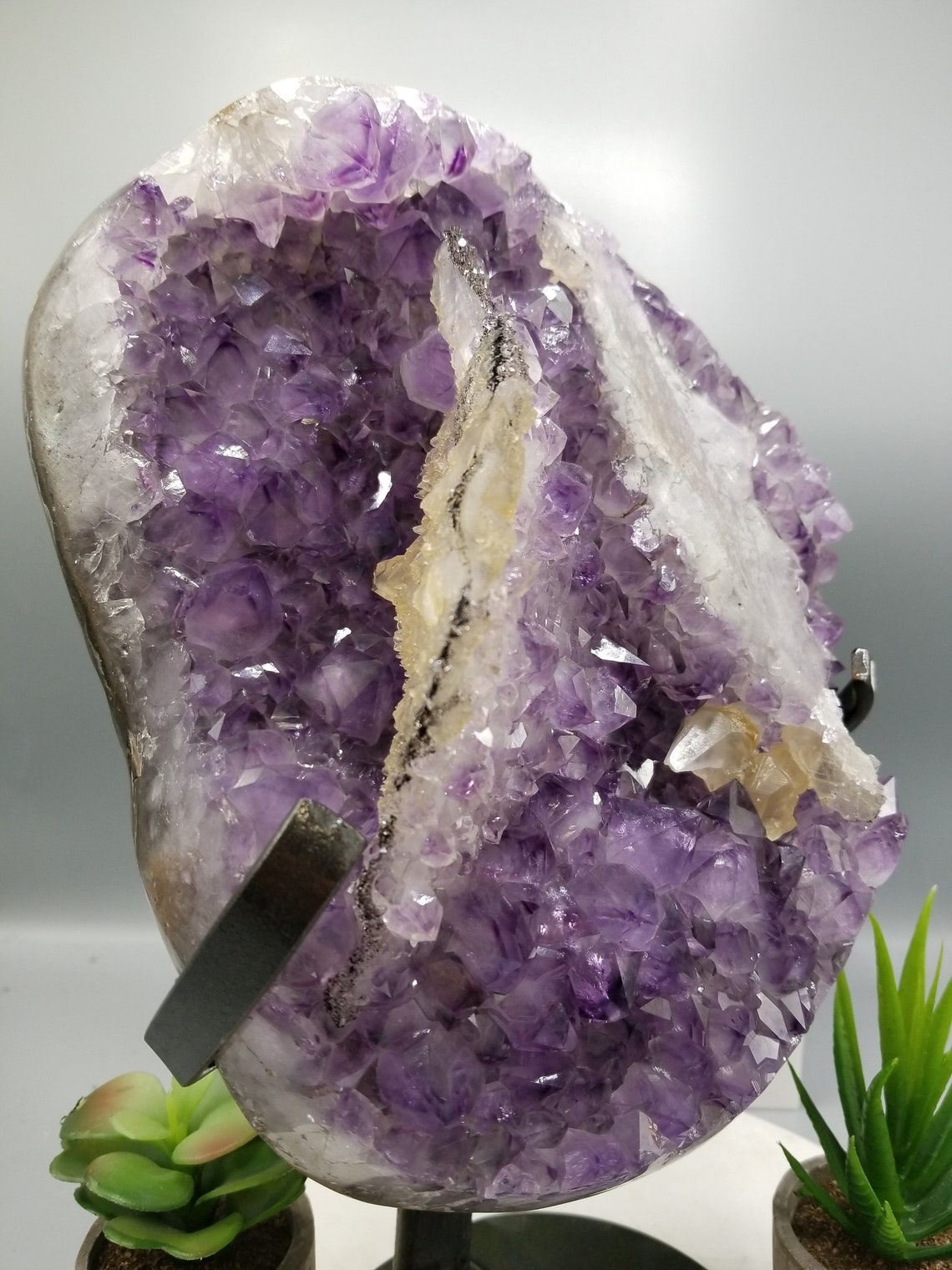 Rare XXL 19lb. Phantom Amethyst W/ Perfectly Terminated Calcite ...
