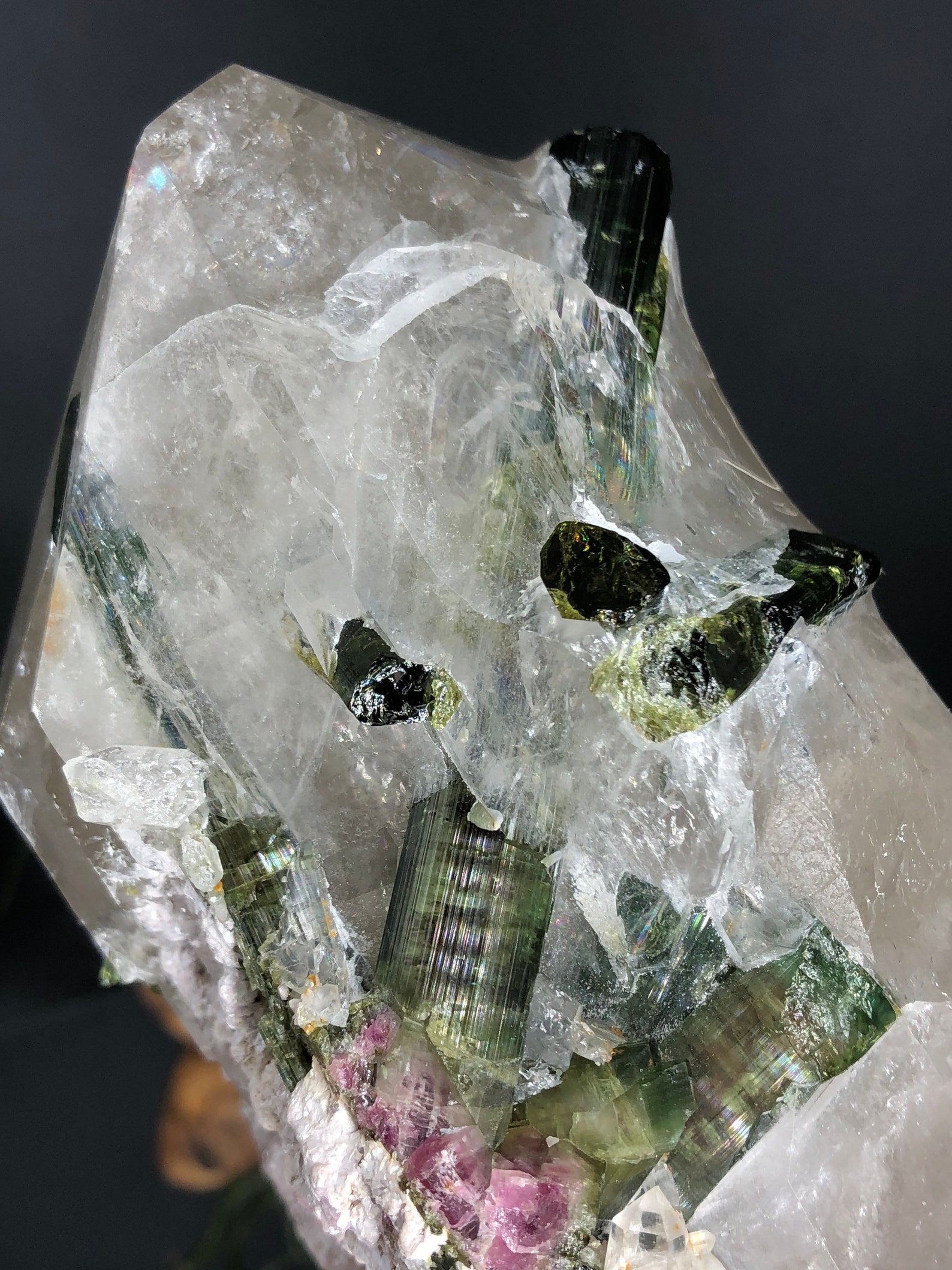 Incredible 5.5" Quartz W/ Seldom Seen Watermelon Tourmaline ...