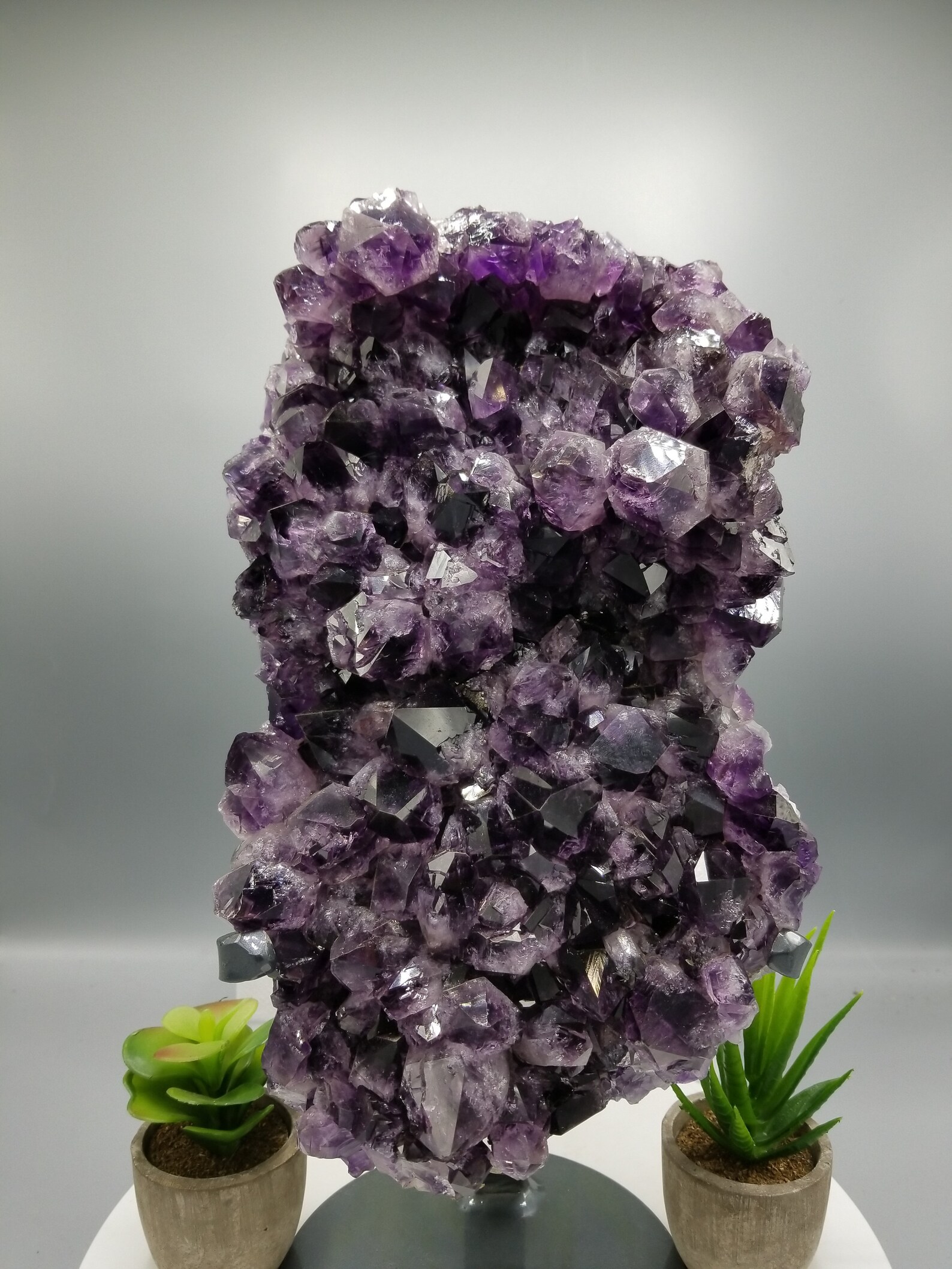 Huge 18lb. Super Extra AA Quality Amethyst Formation W/ Wrought Iron ...