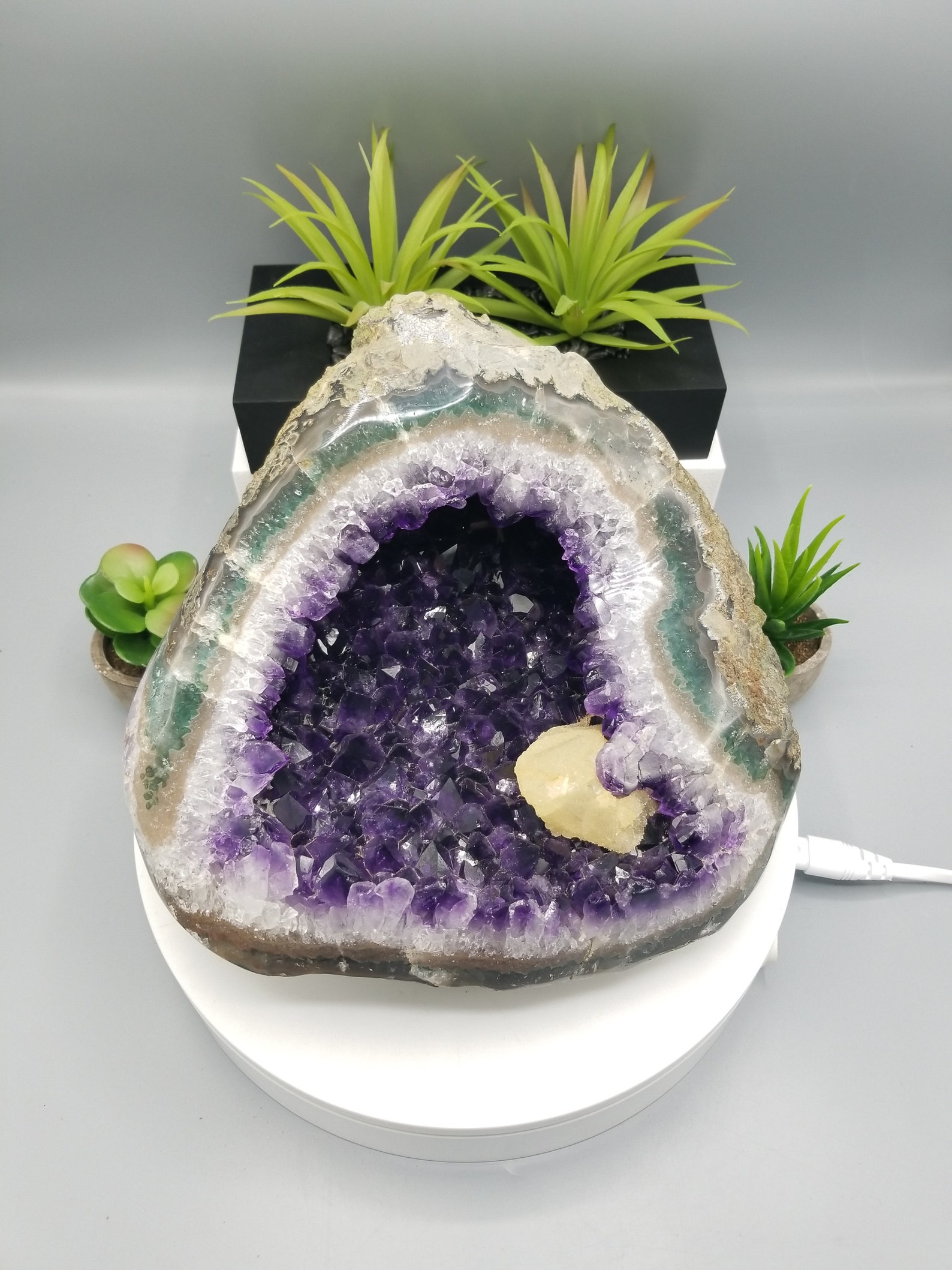 22lb Super Extra AA Quality Amethyst Geode Formation W/ Calcite, Las ...