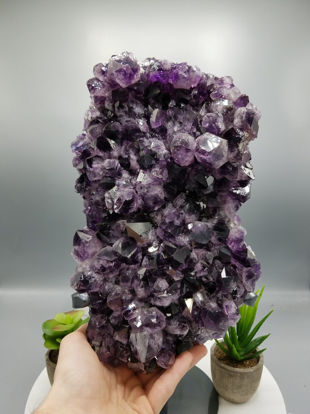 Huge 18lb. Super Extra AA Quality Amethyst Formation W/ Wrought Iron ...