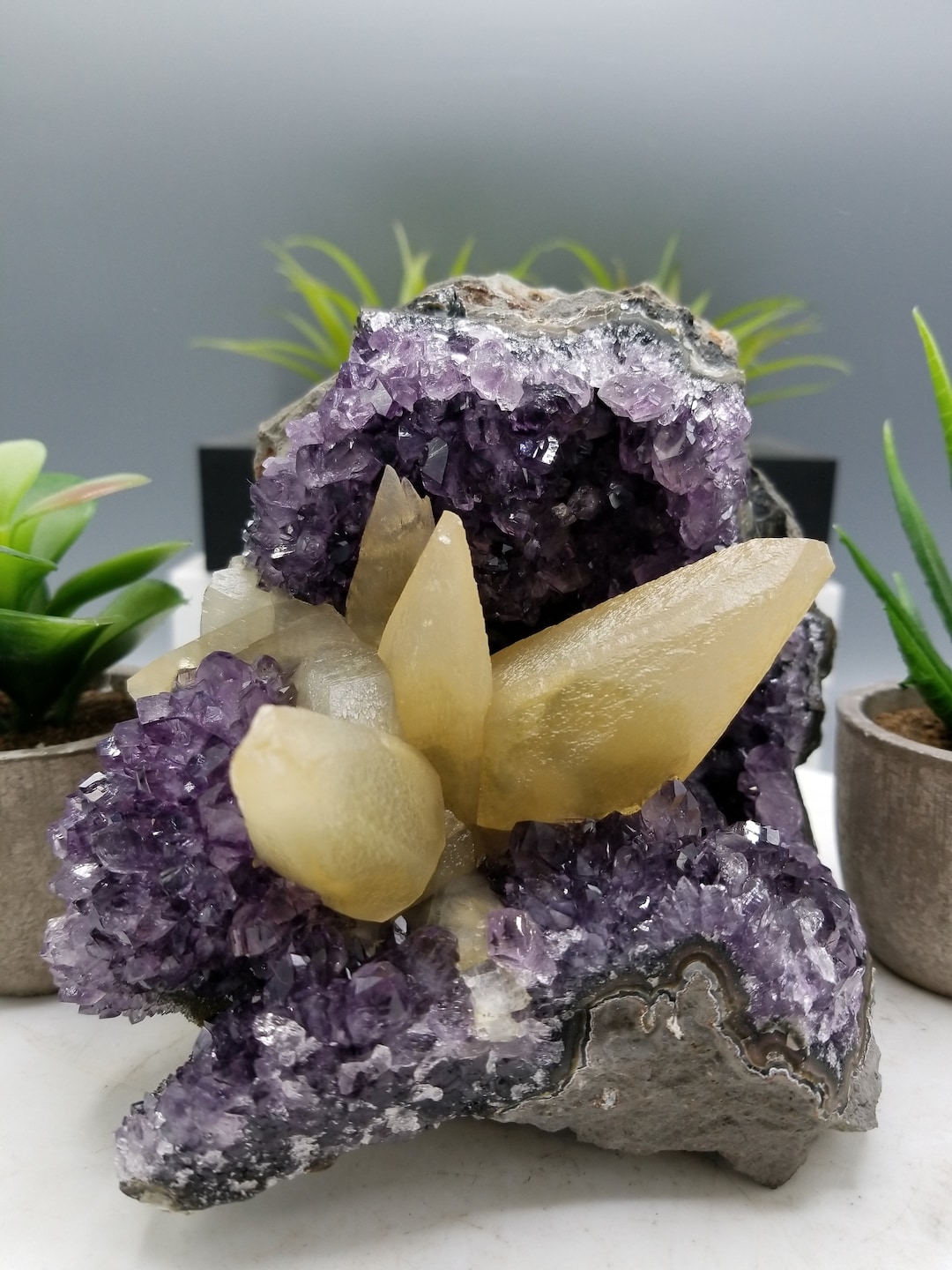 Special 5.5 Tall, AA Quality Amethyst W/ Calcite Combo Formation From ...