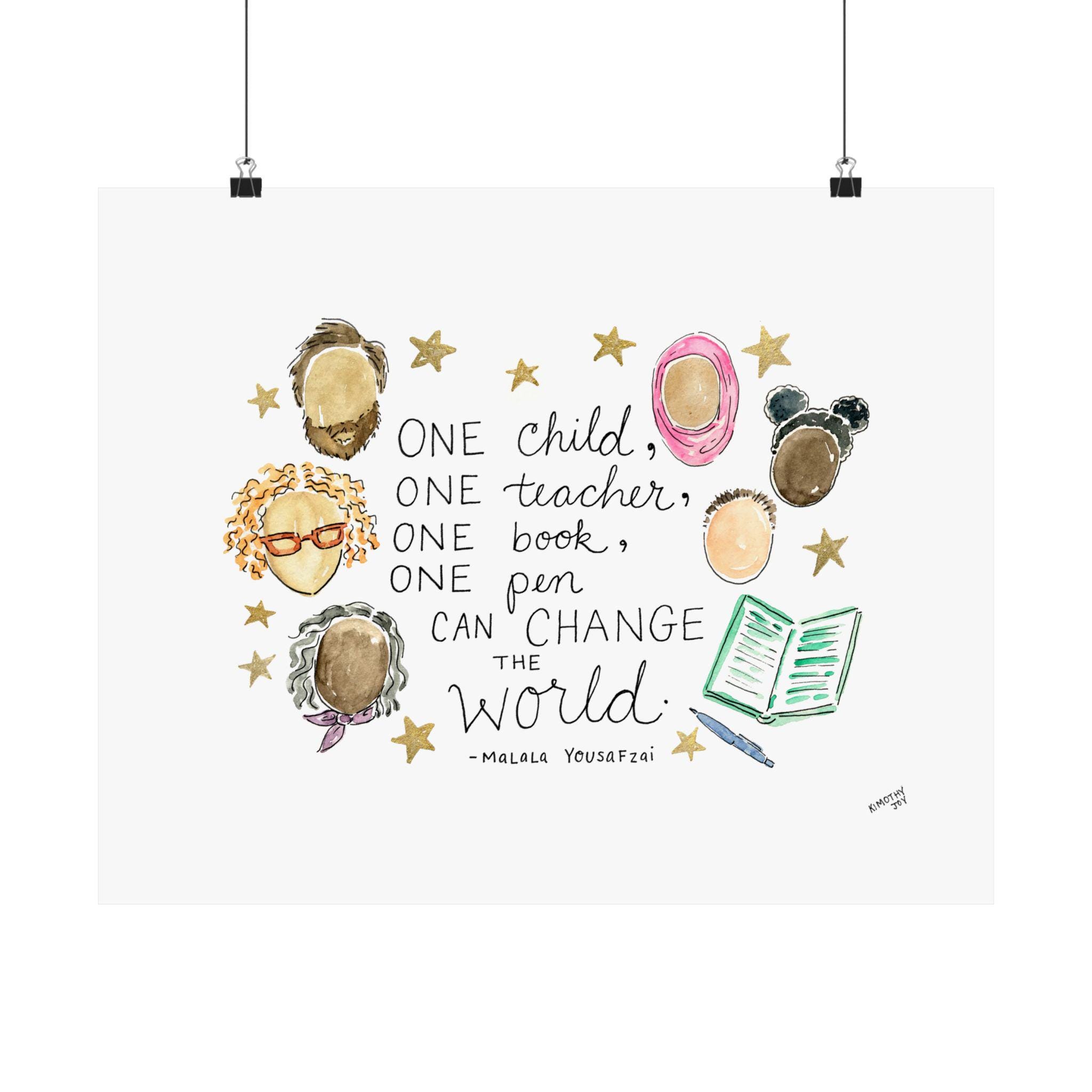 Malala Yousafzai Quote Poster Satin Poster | Inspirational Classroom ...