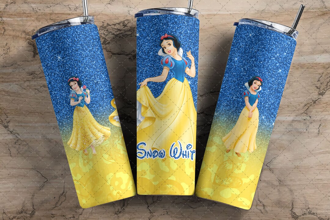 Snow White Tumbler Wrap, Cartoon Characters Snow White Glitter 20oz ...