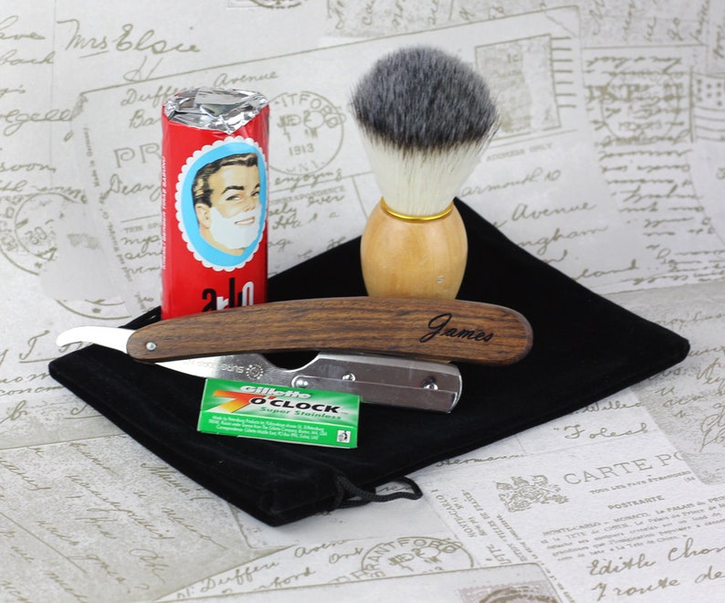 Personalised Straight Cut Throat Razor Set With Disposable Blades ...