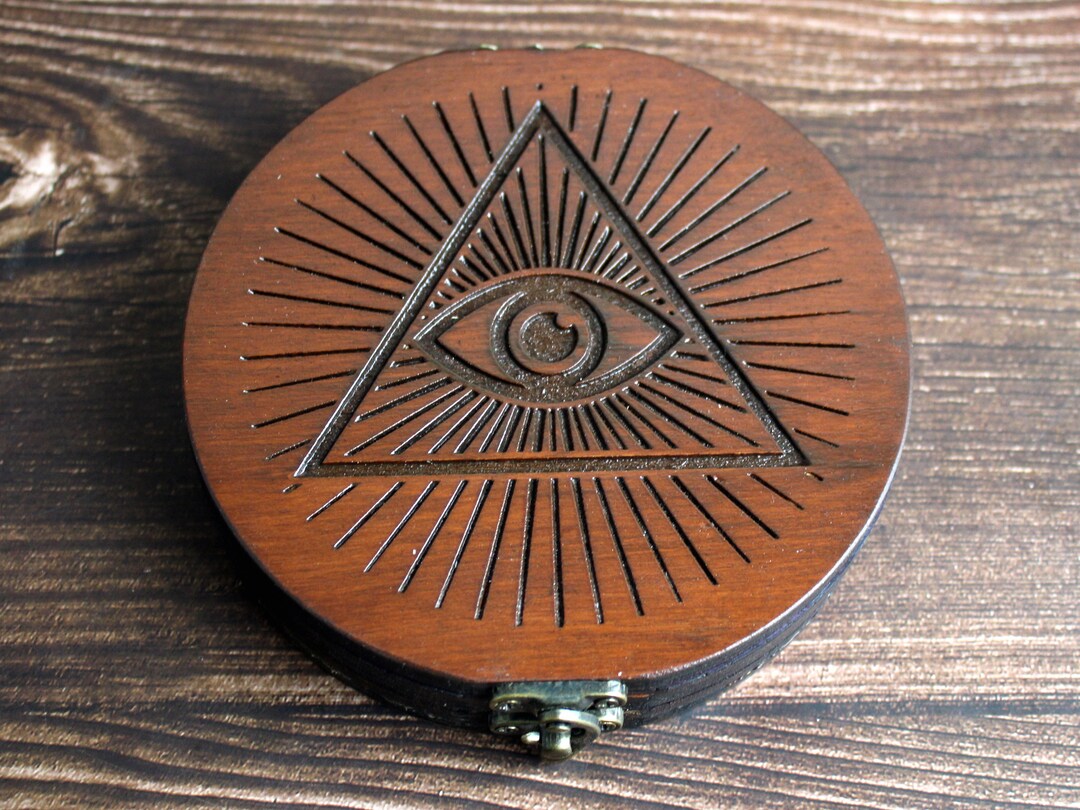 Seeing Eye Round Obsidian Scrying Mirror in Circular Wooden Case for ...