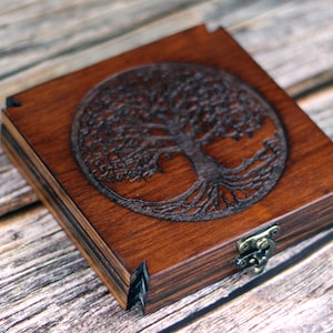 Obsidian Scrying Mirror With Tree of Life Engraved Wooden Holder for ...