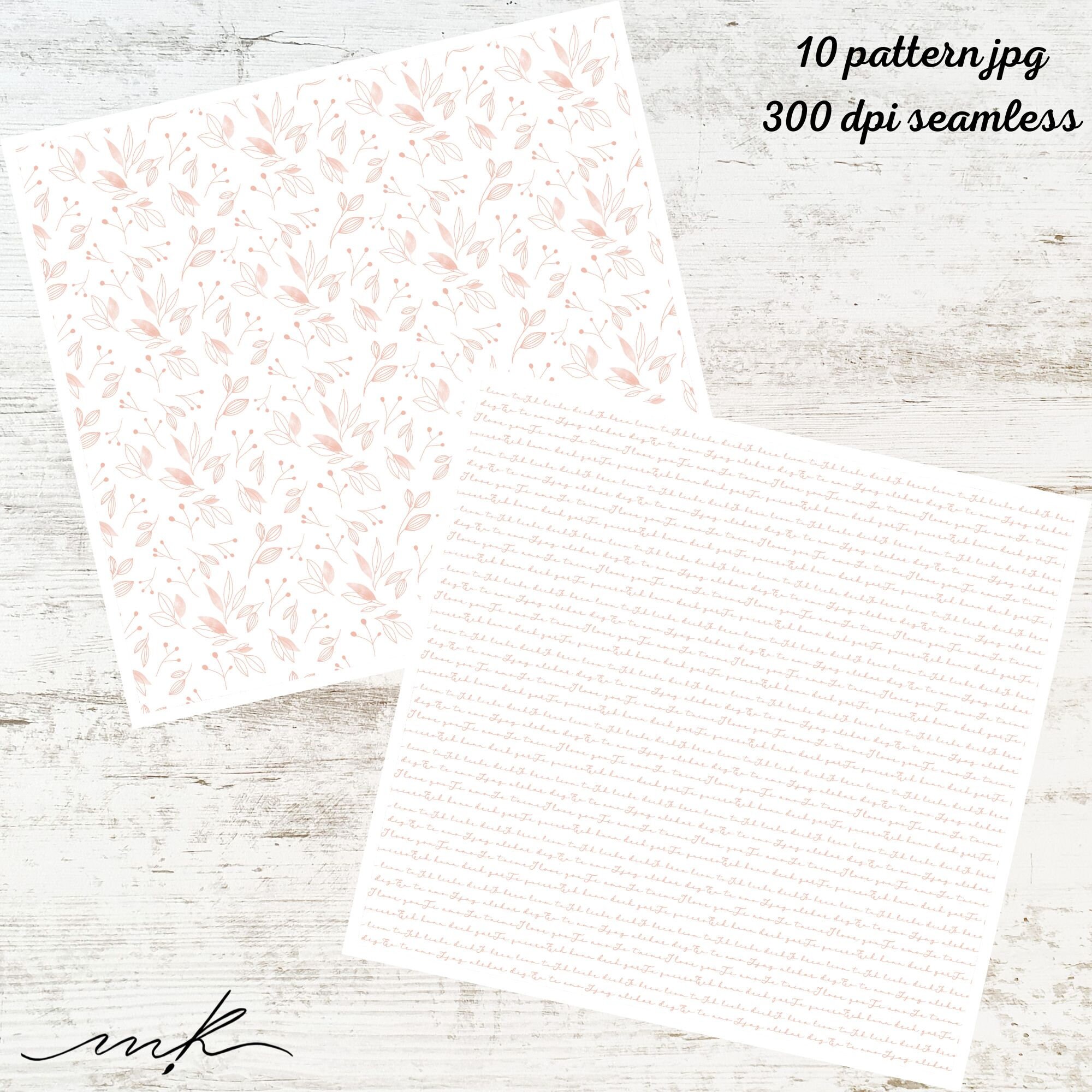HANDWRITING Digital Paper Pack, Leaf Digital Paper, Watercolor ...