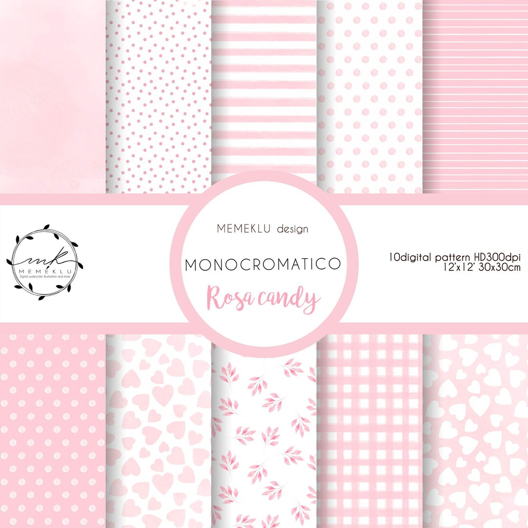 MONOCHROME Digital Paper Pack, Pink Digital Papers, Scrapbooking Paper ...