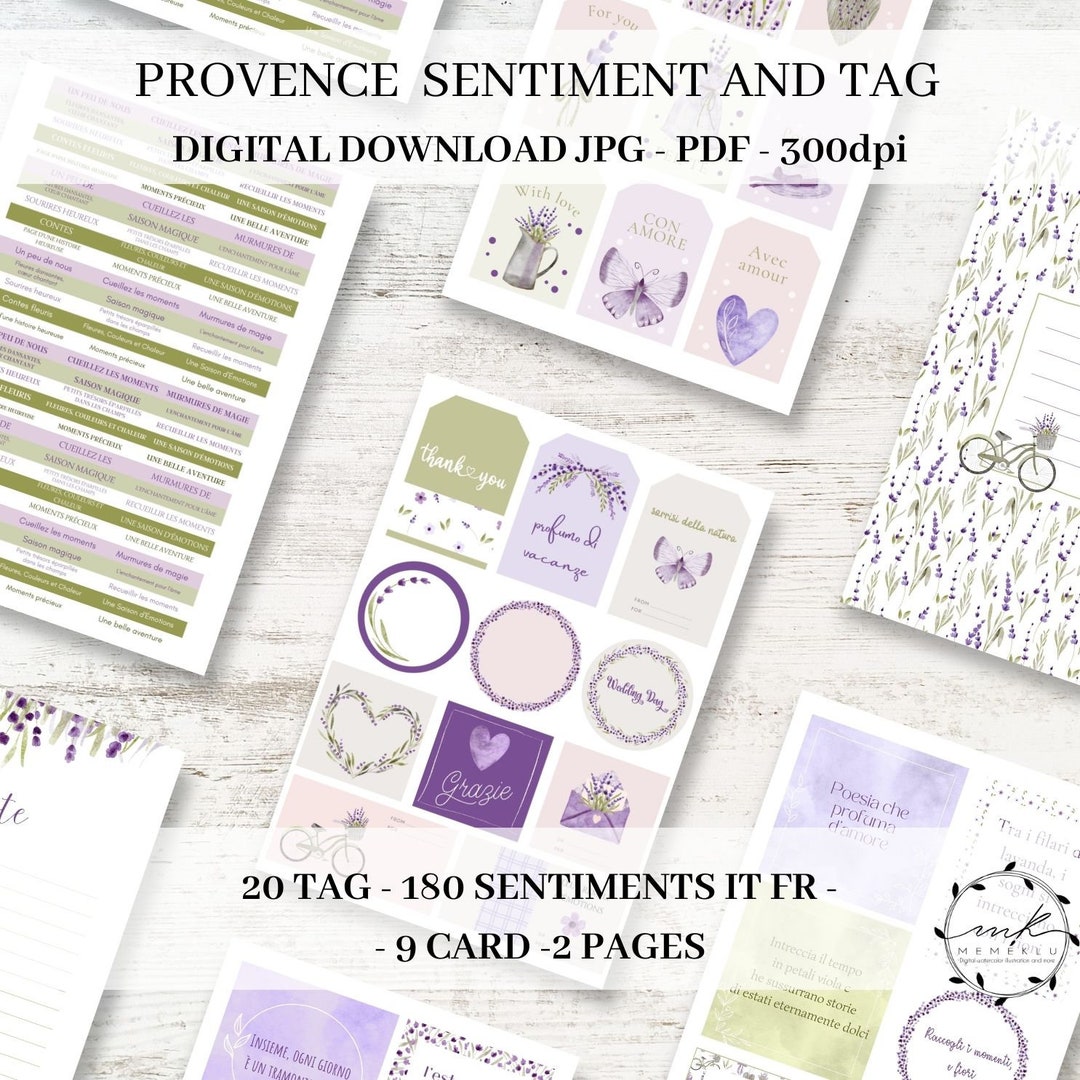 FLORAL Sentiments , Clipart, Cut and Printable Files, Lavender Tags ...