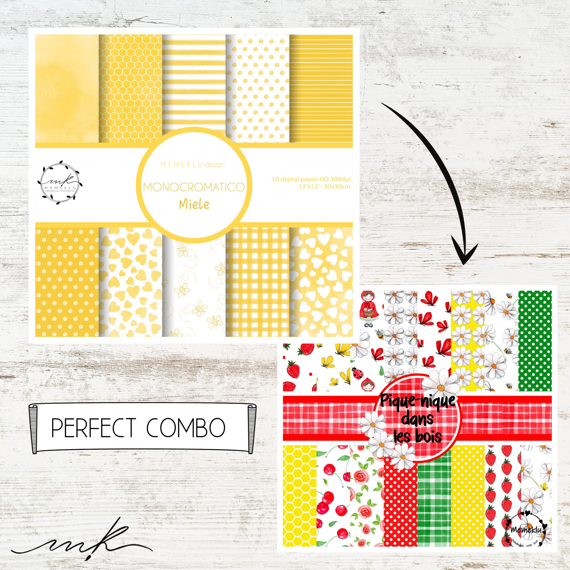 MONOCHROME Digital Paper Pack, Yellow Digital Papers, Scrapbooking ...