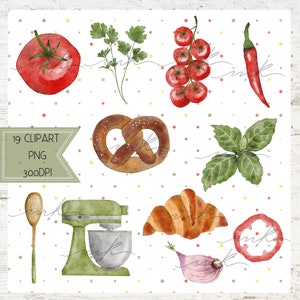 Pasta Clipart, Kitchen Clipart, Food Clipart, Watercolor Clipart ...