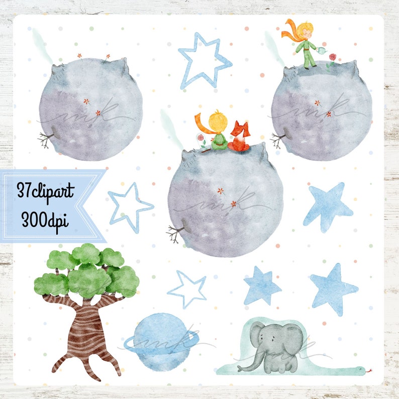 LITTLE PRINCE Digital Illustration, Digital Pattern Seamless , Clip Art ...