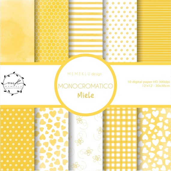 MONOCHROME Digital Paper Pack Yellow Digital Papers | Etsy