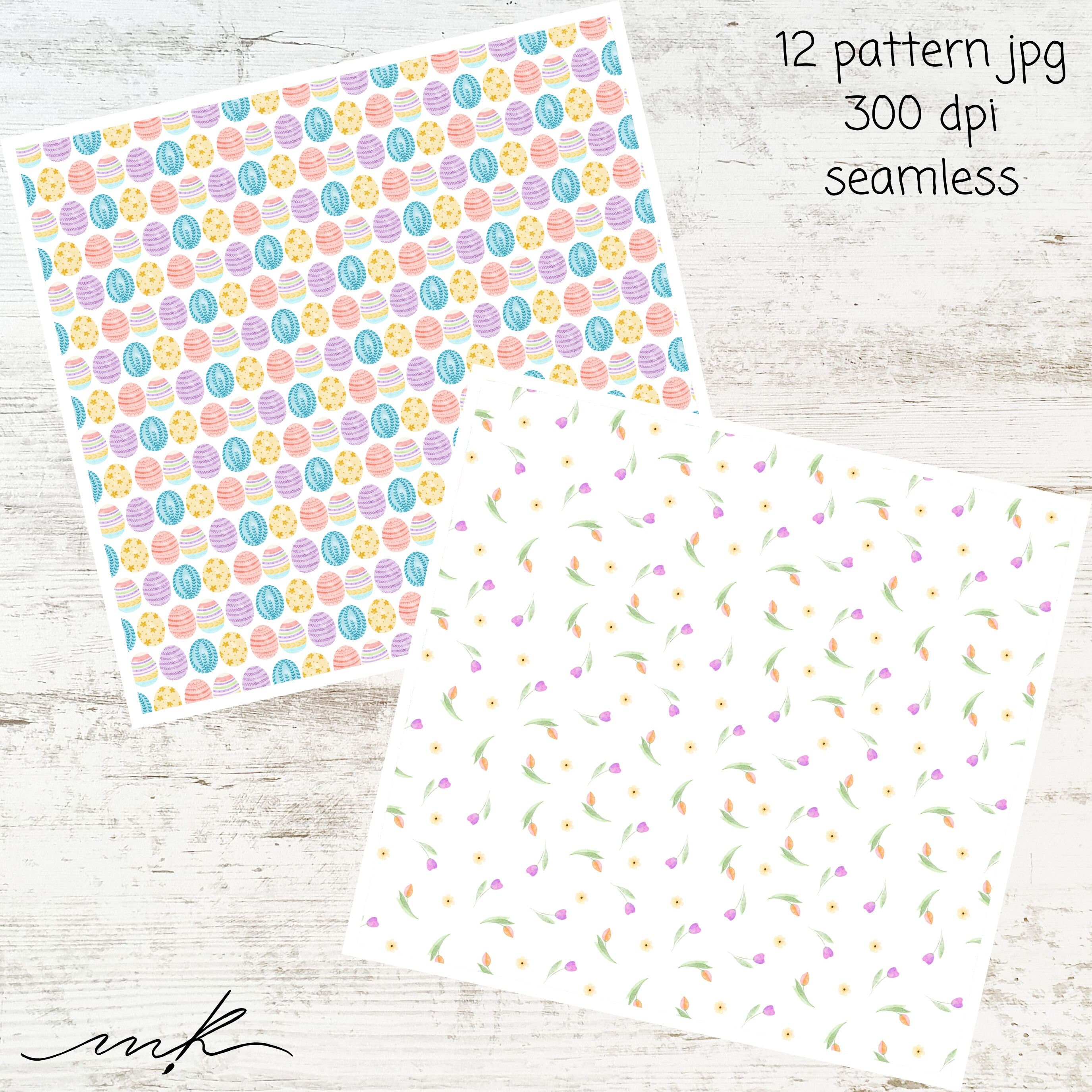 EASTER BUNNY Seamless Digital Papers, Pastel Easter Clipart, Watercolor ...