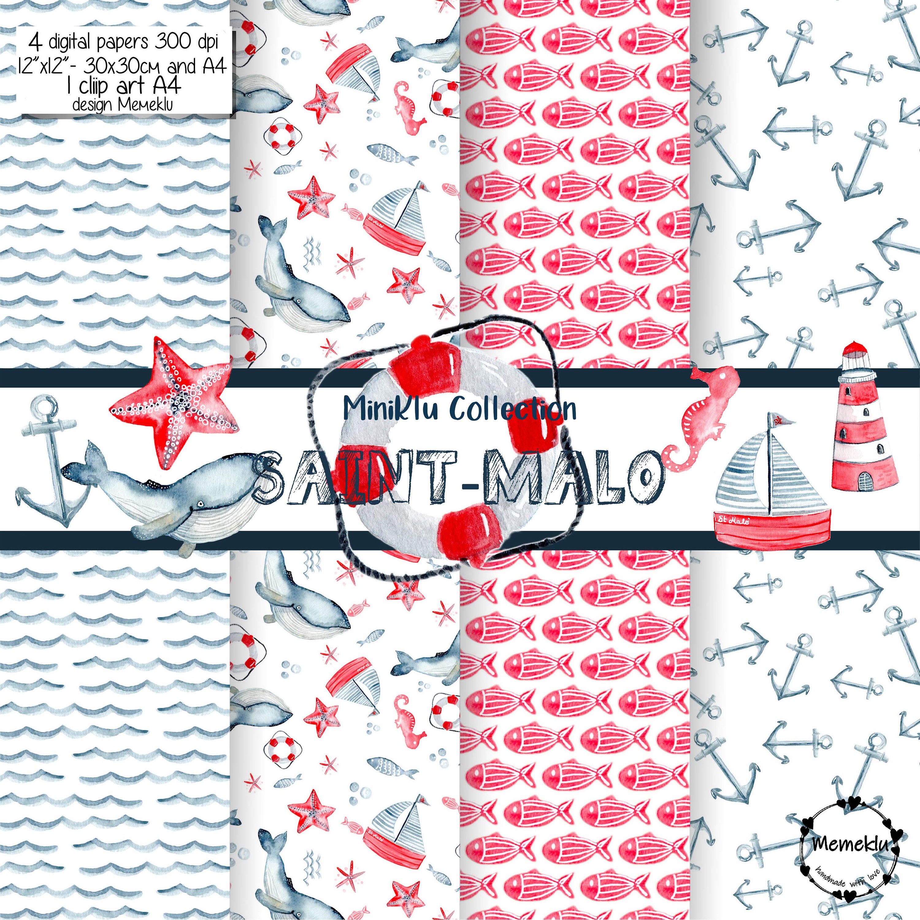 NAUTICAL SCRAPBOOK Papers With Sail Boats Sailor & Anchor - Etsy