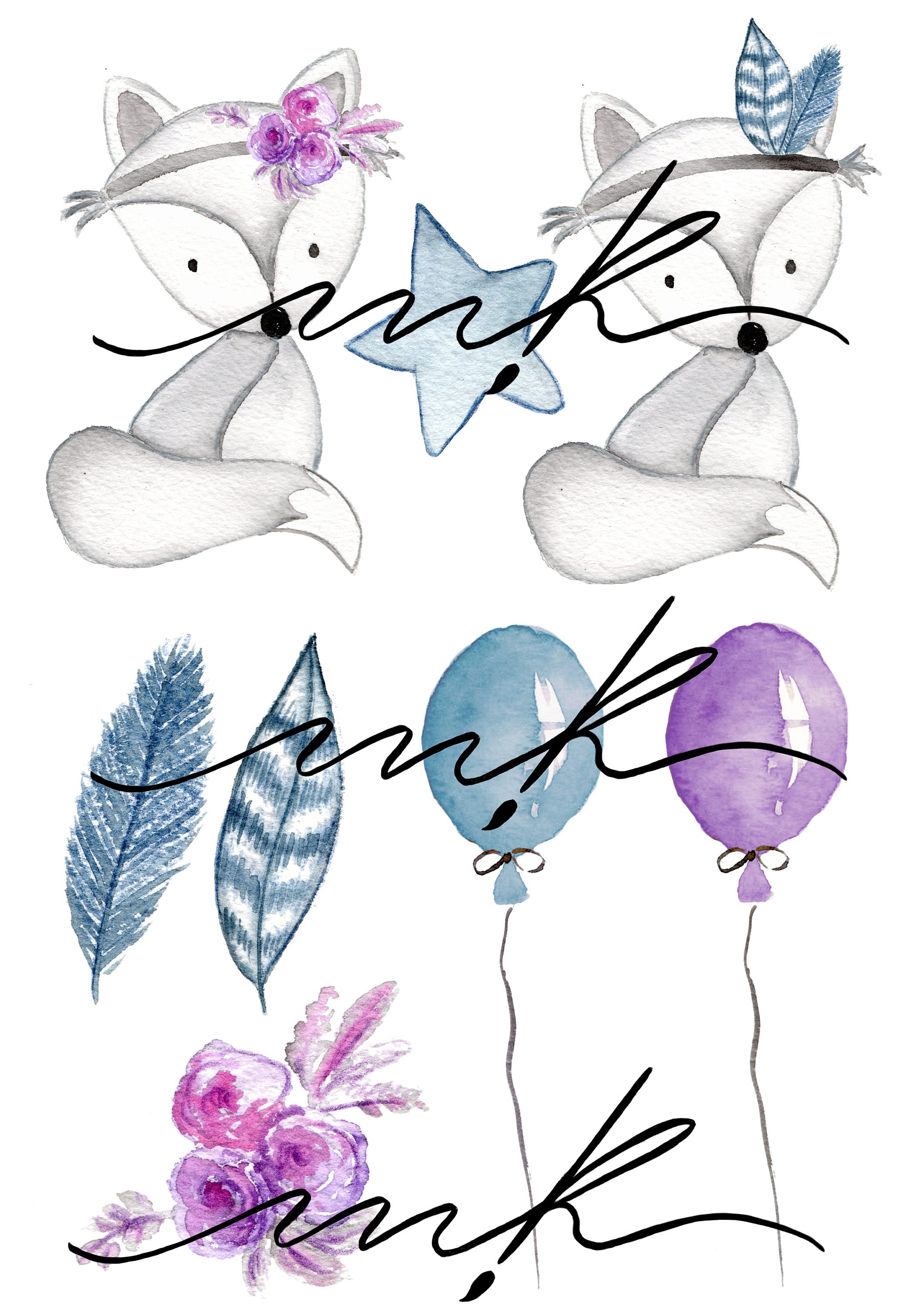 WATERCOLOR FOX CLIPART Watercolor Clipart Nursery | Etsy