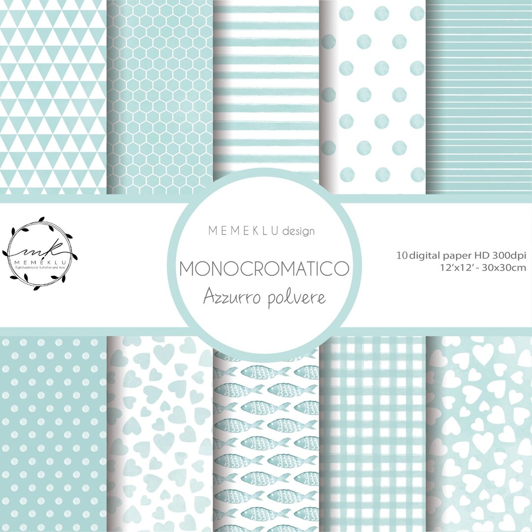 MONOCHROME DIGITAL PAPER Light Blue Digital Papers, Scrapbooking Paper ...