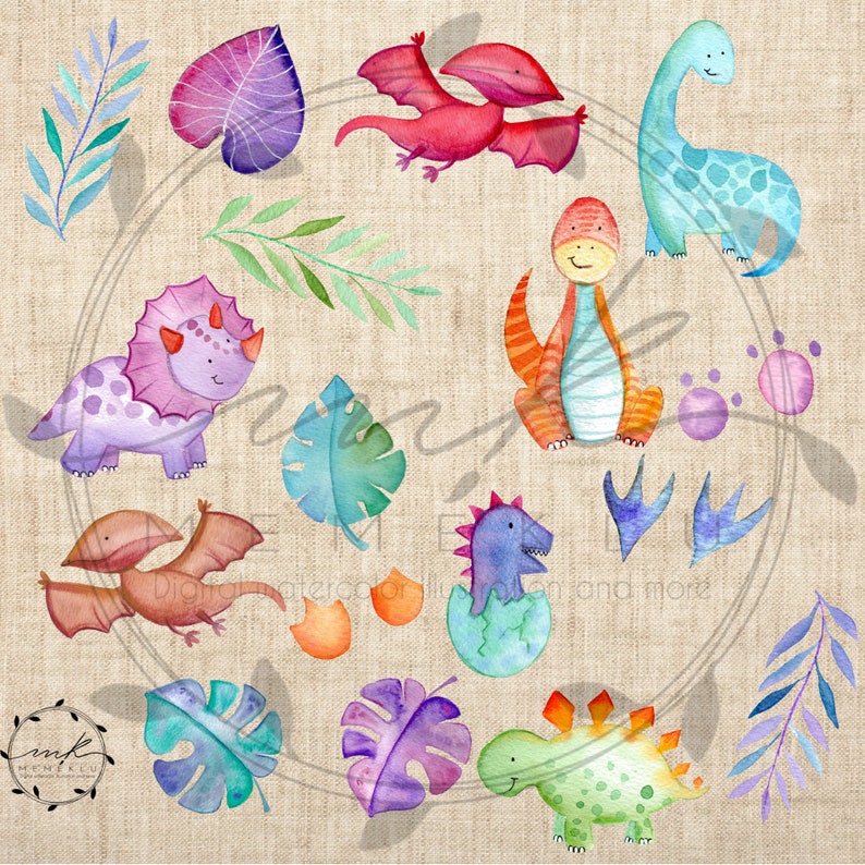 BABY DINOSAURS WATERCOLOR Clipart Baby Dinosaurs Watercolor | Etsy