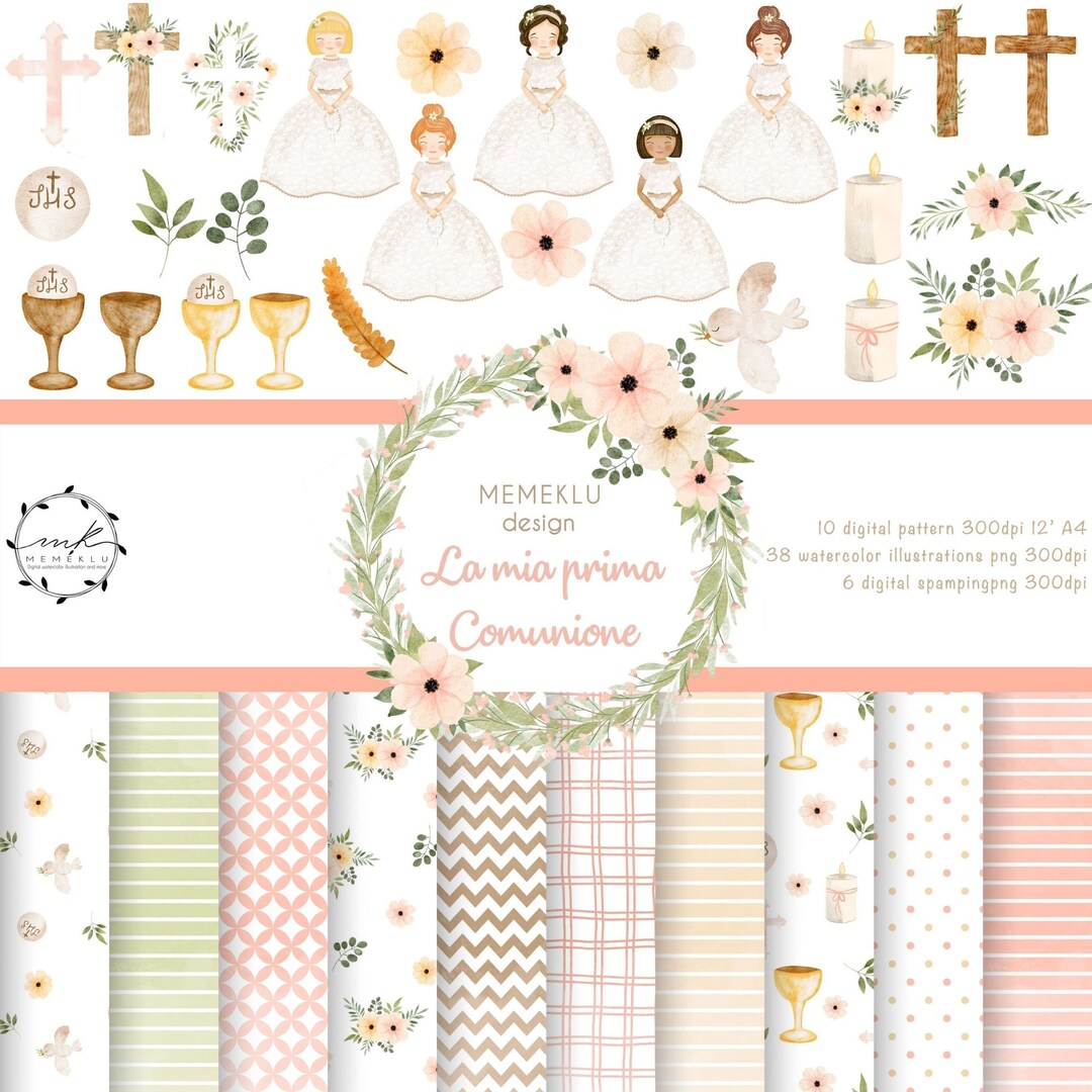 Watercolor First Communion Clipart, Watercolor Clipart First Communion ...