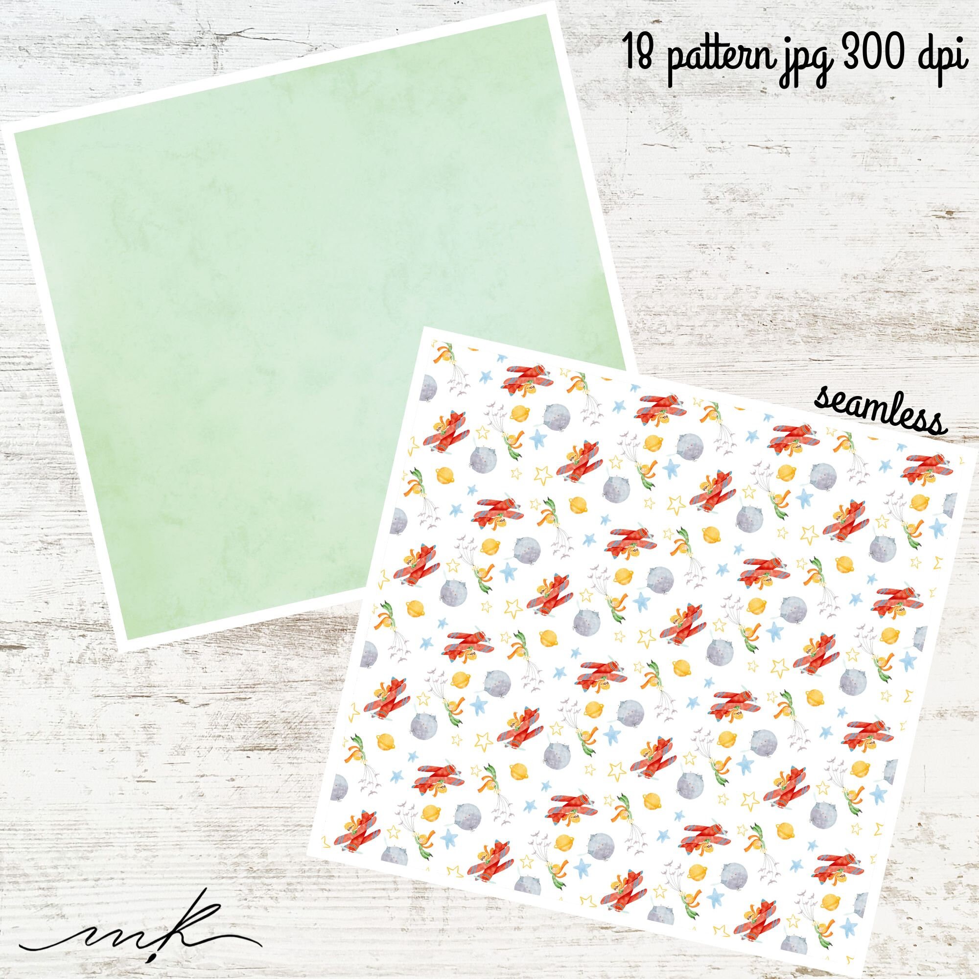 LITTLE PRINCE Digital Pattern, Watercolor Pattern, Digital Paper, Kids ...