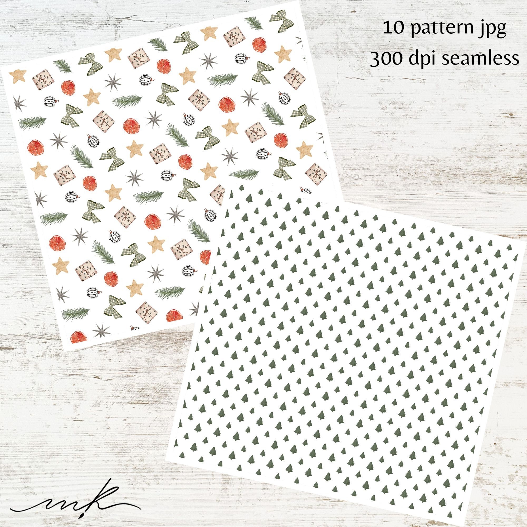 DIGITAL CHRISTMAS Pattern, Scandinavian Christmas Pattern, Printable ...