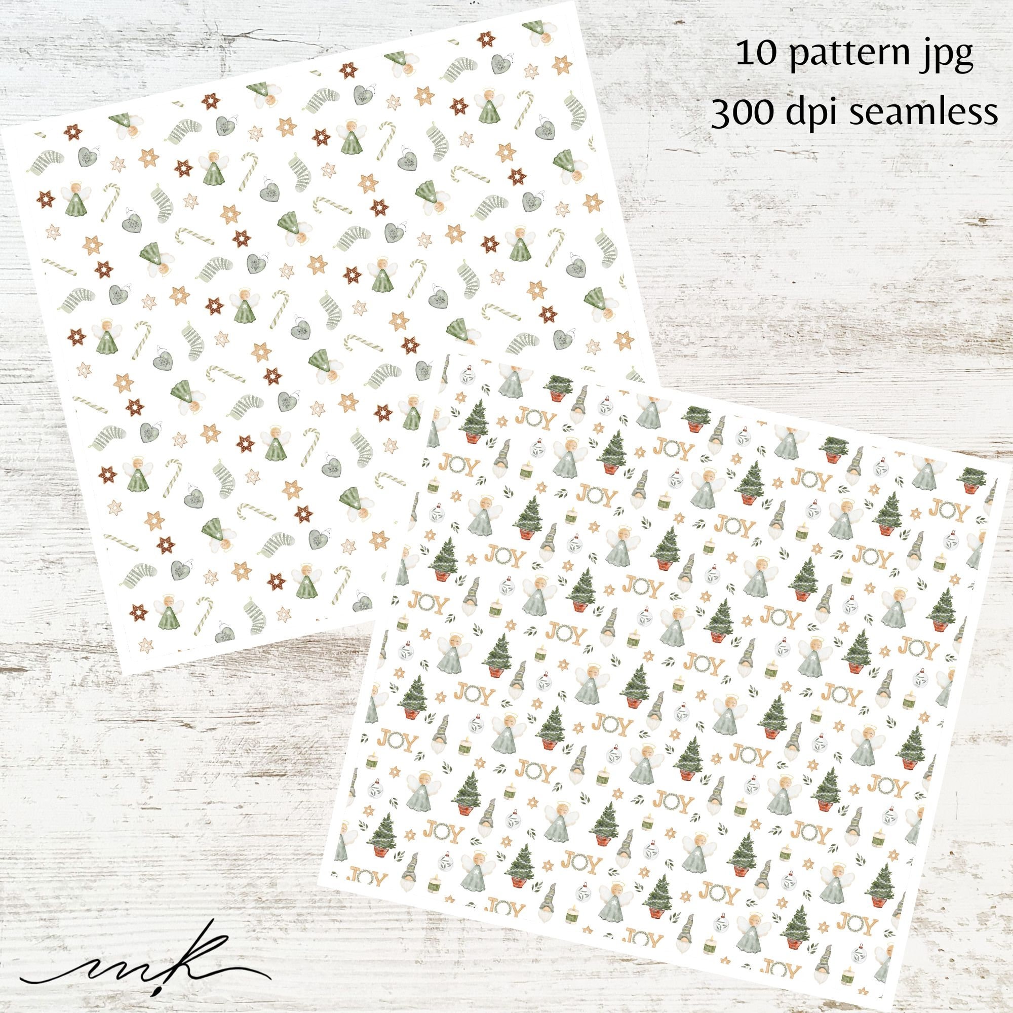 DIGITAL CHRISTMAS Pattern, Scandinavian Christmas Pattern, Printable ...