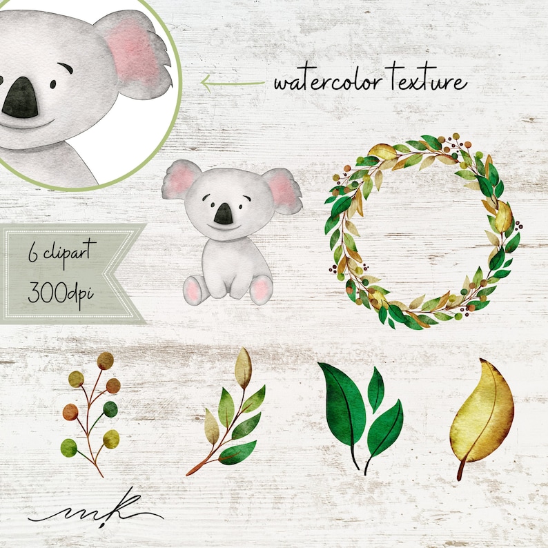 KOALA Little Animals Watercolor Clipart, Australia, Koala Bear ...