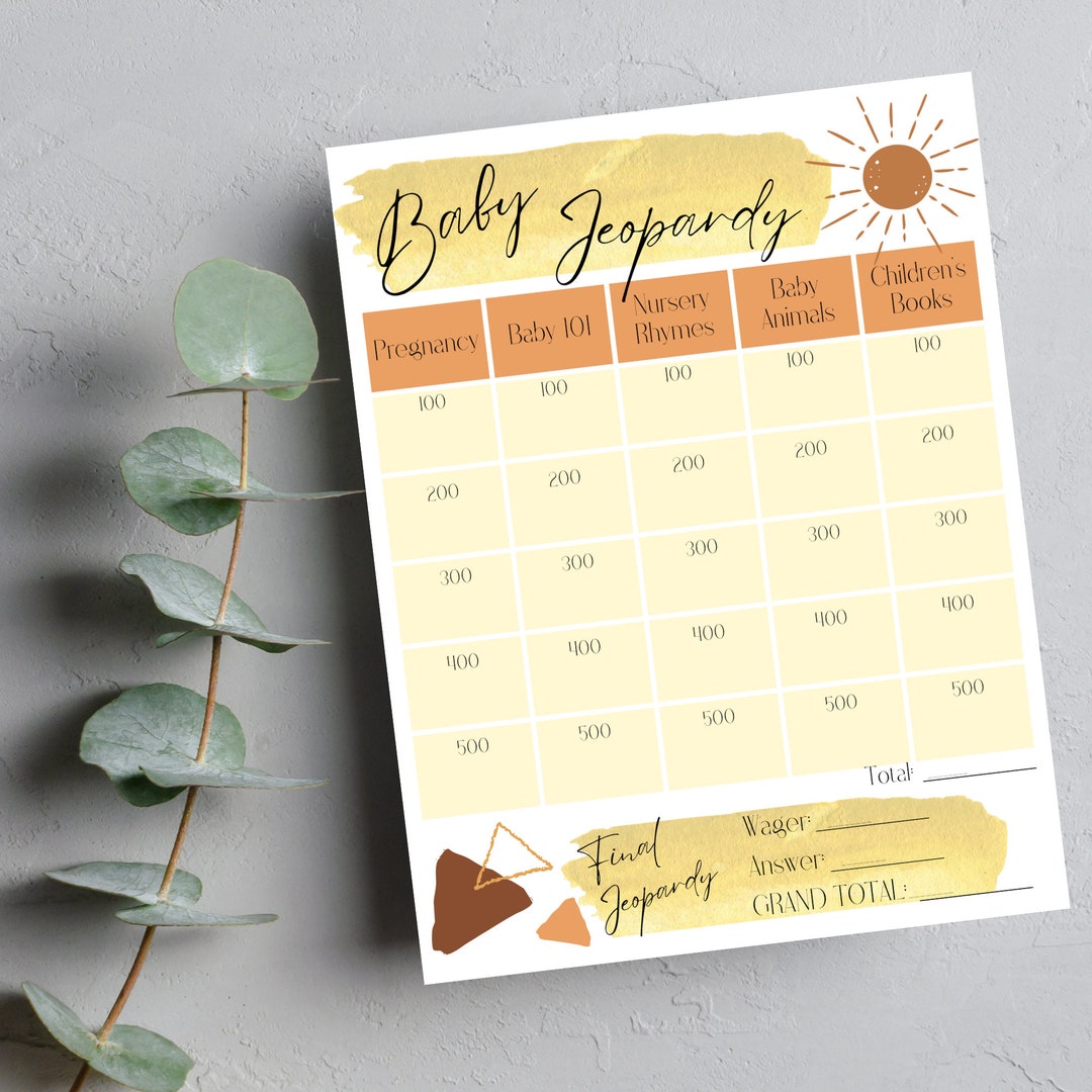 Boho Baby Jeopardy Game: Neutral Shower Decor (printable) - Etsy
