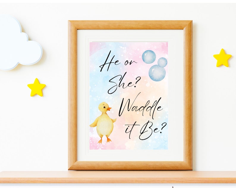Waddle It Be Gender Reveal Duck Party Printable Watercolor Etsy